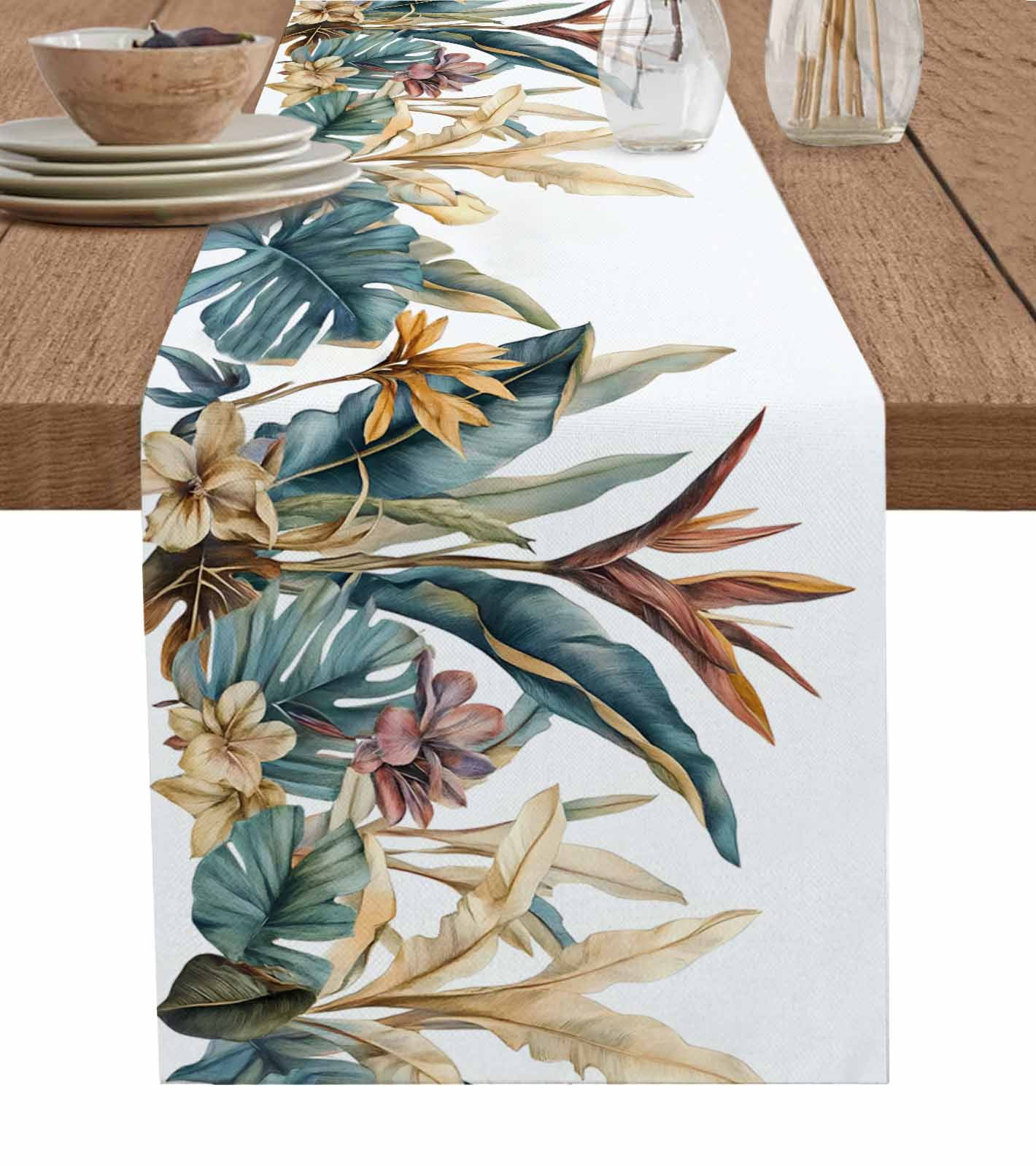Hokiten Table Runners 48 Inches Long Dress Scarves, Vintage Tropical ...