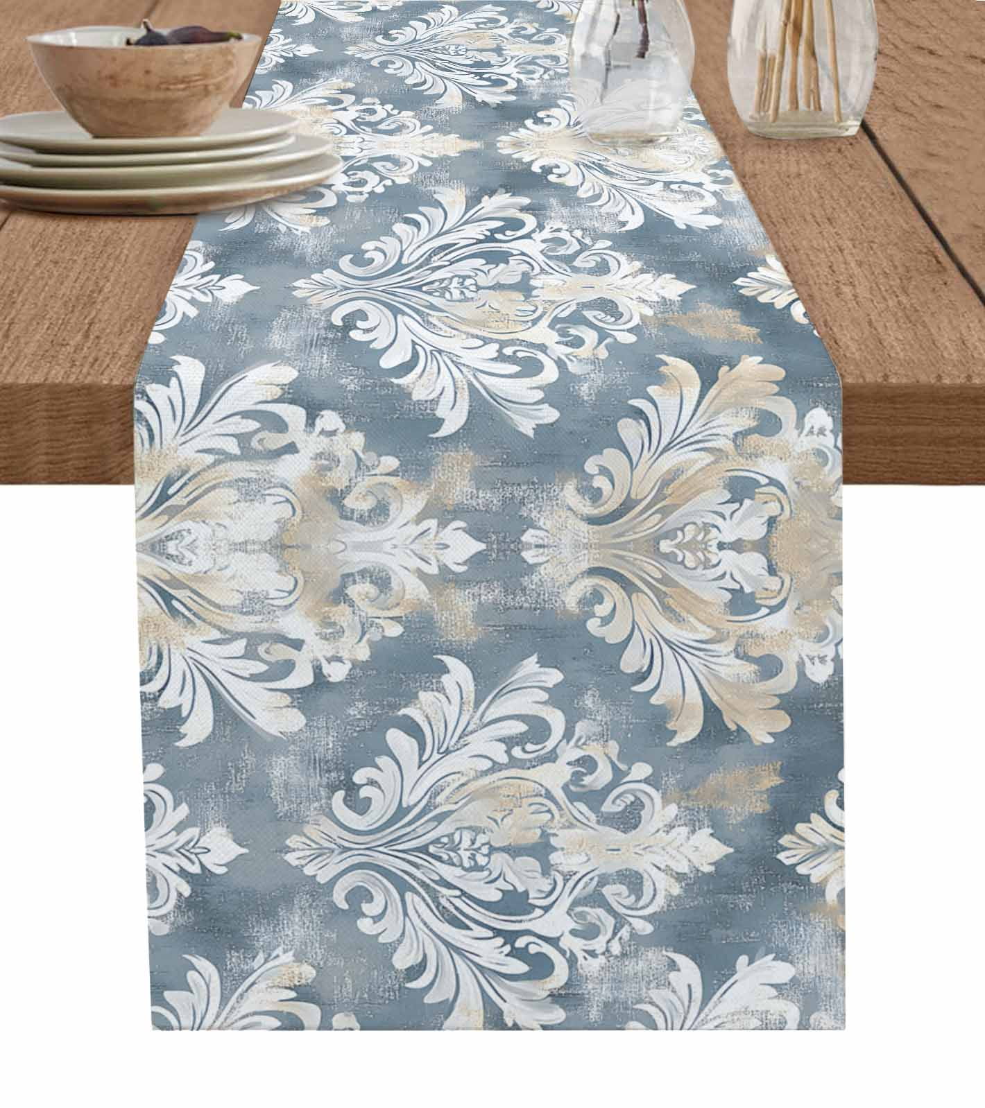 Hokiten Table Runners 48 Inches Long Dress Scarves, White Beige Floral ...