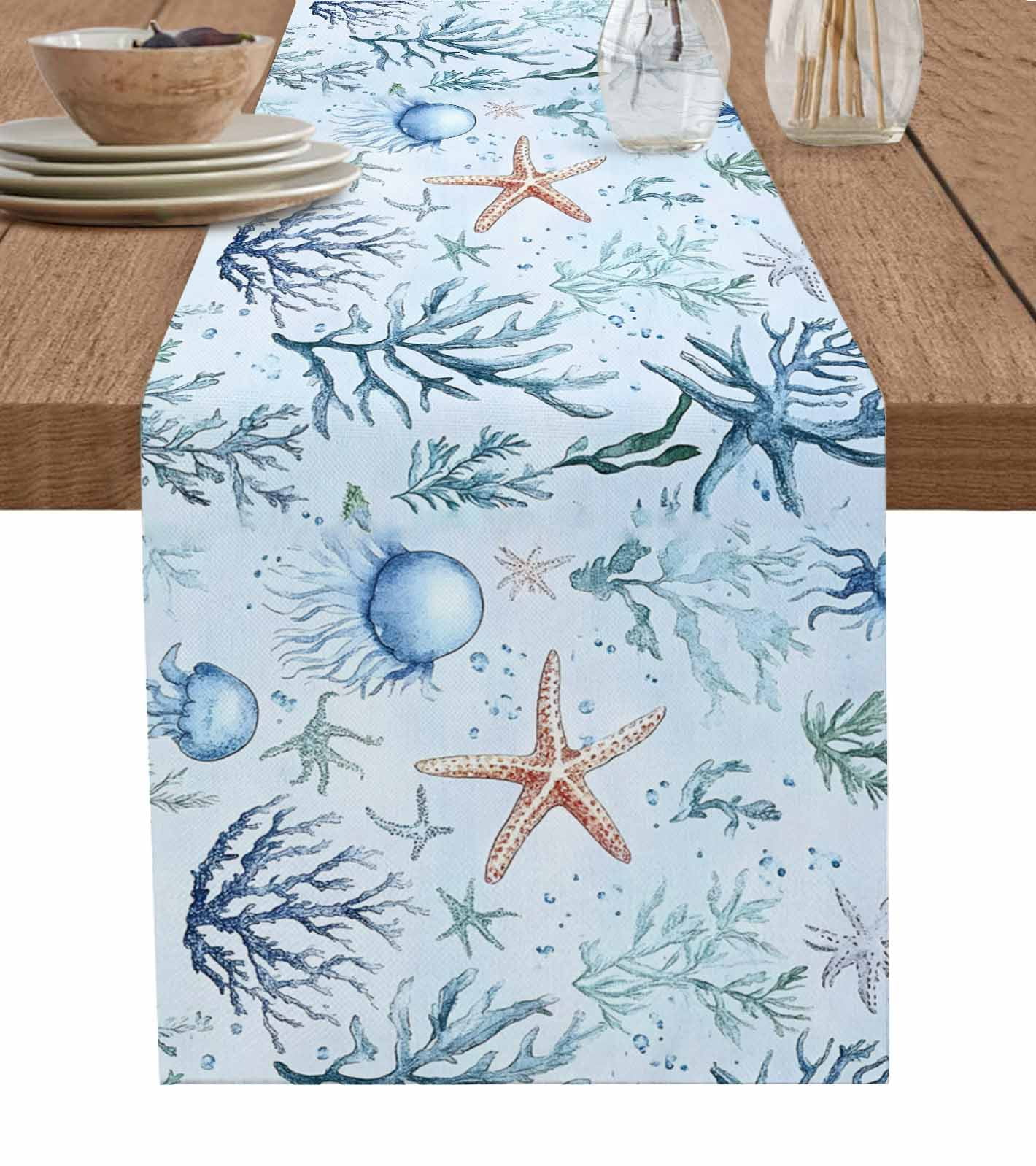 Hokiten Table Runners 60 Inches Long Dress Scarves, Blue Coastal ...