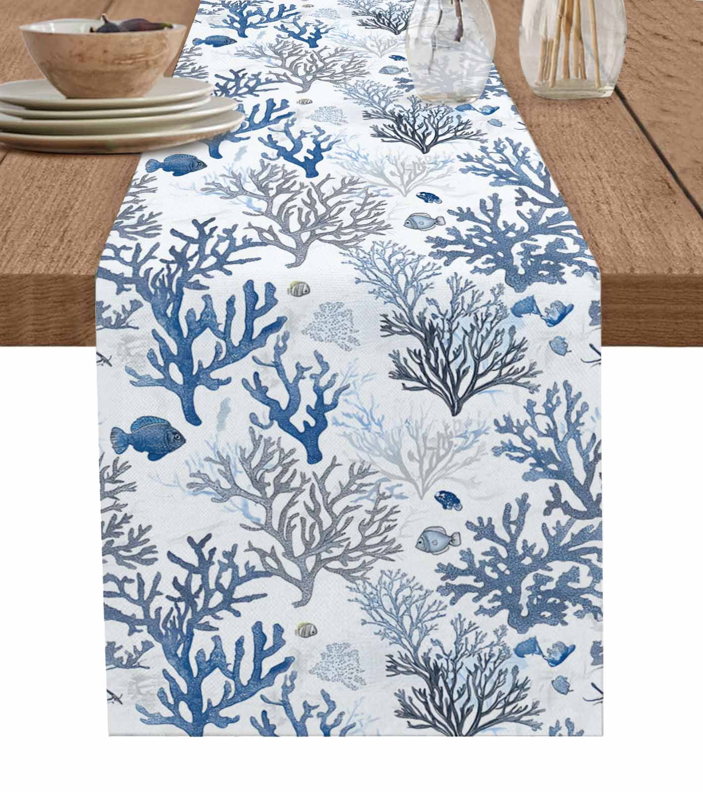 Hokiten Table Runners 60 Inches Long Dress Scarves, Blue Coastal ...