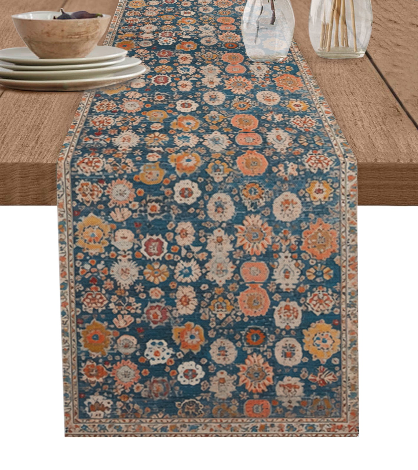 Hokiten Table Runners 60 Inches Long Dress Scarves, Blue Flower Print ...