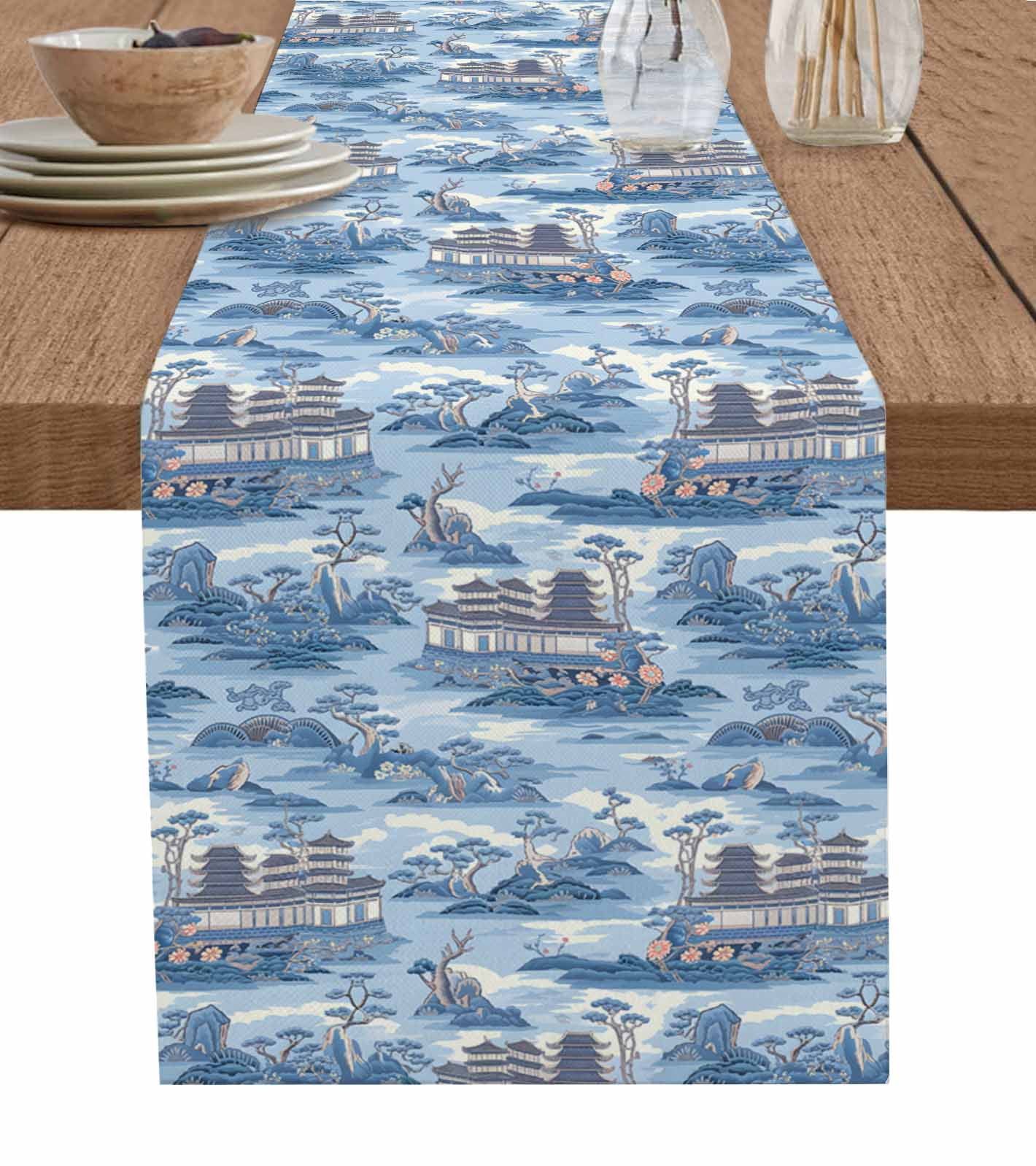 Hokiten Table Runners 60 Inches Long Dress Scarves, Blue Garden ...