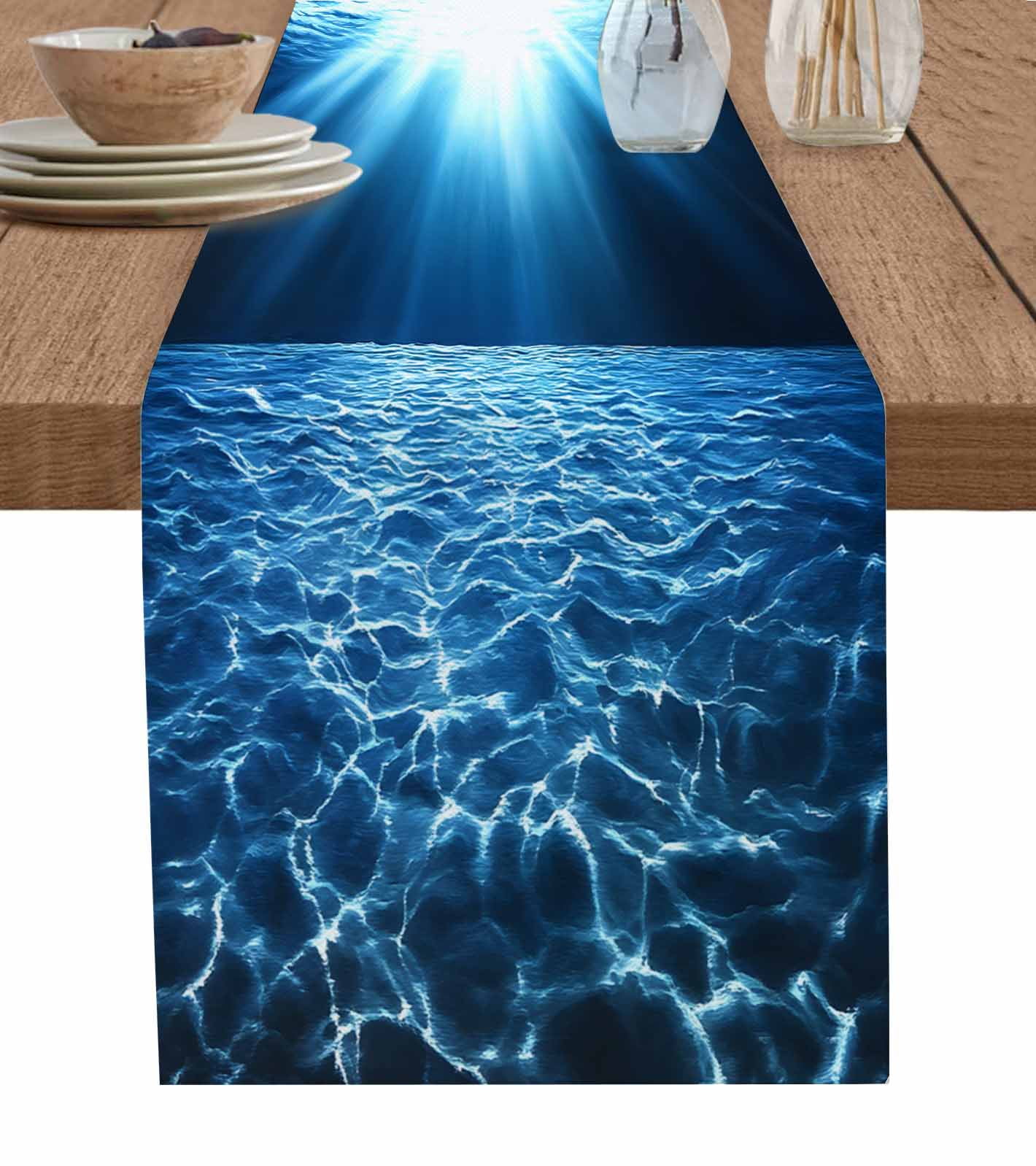 Hokiten Table Runners 60 Inches Long Dress Scarves, Blue Ocean ...
