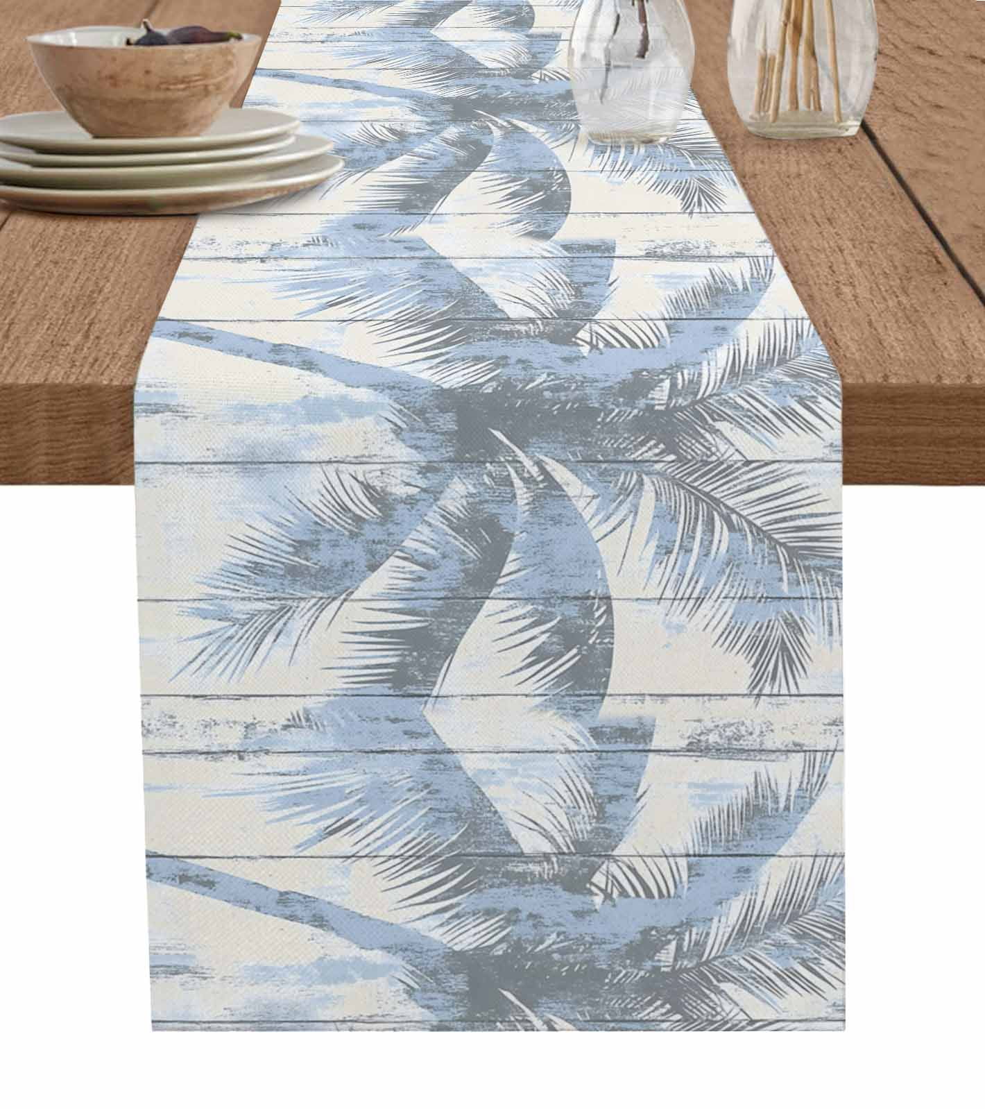 Hokiten Table Runners 60 Inches Long Dress Scarves, Blue Palm Tree ...