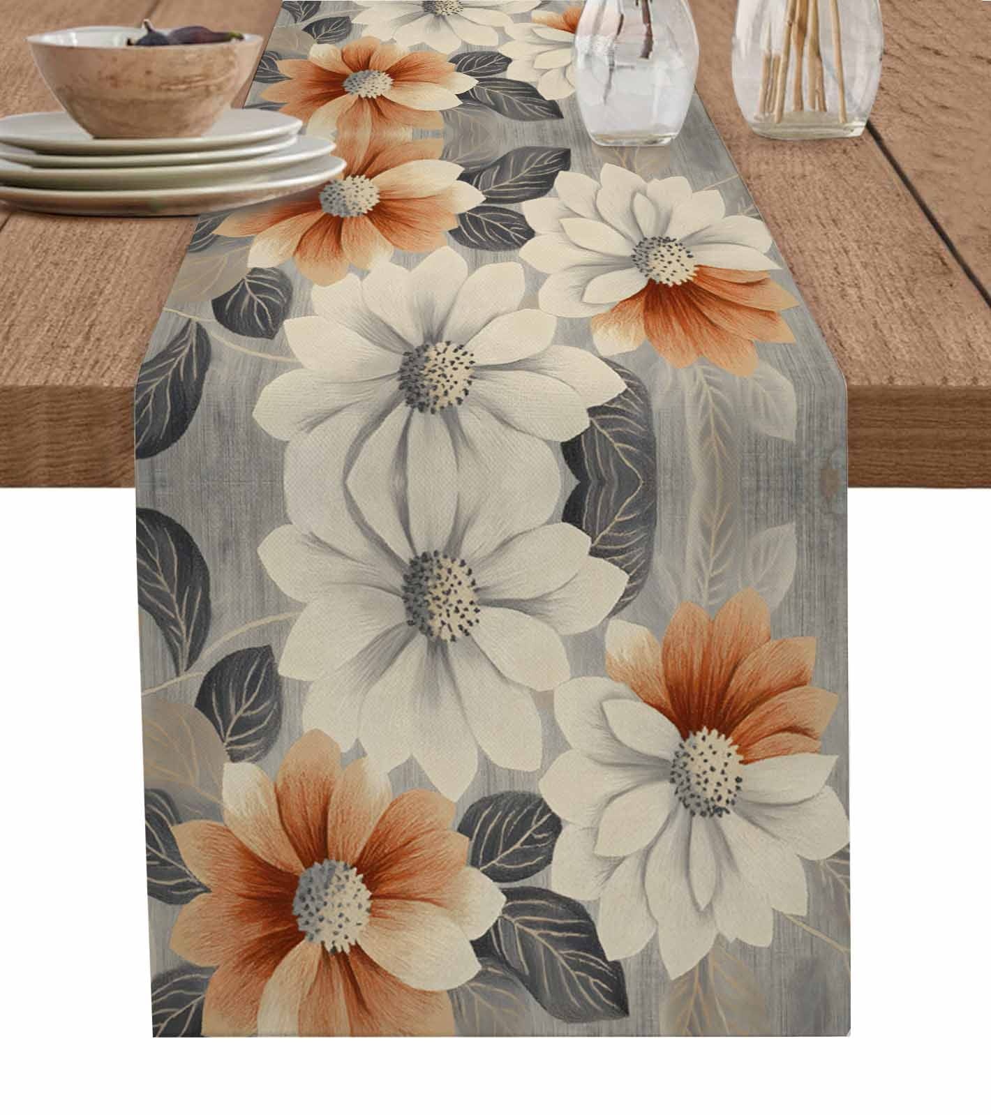 Hokiten Table Runners 60 Inches Long Dress Scarves, Burnt Orange Grey ...