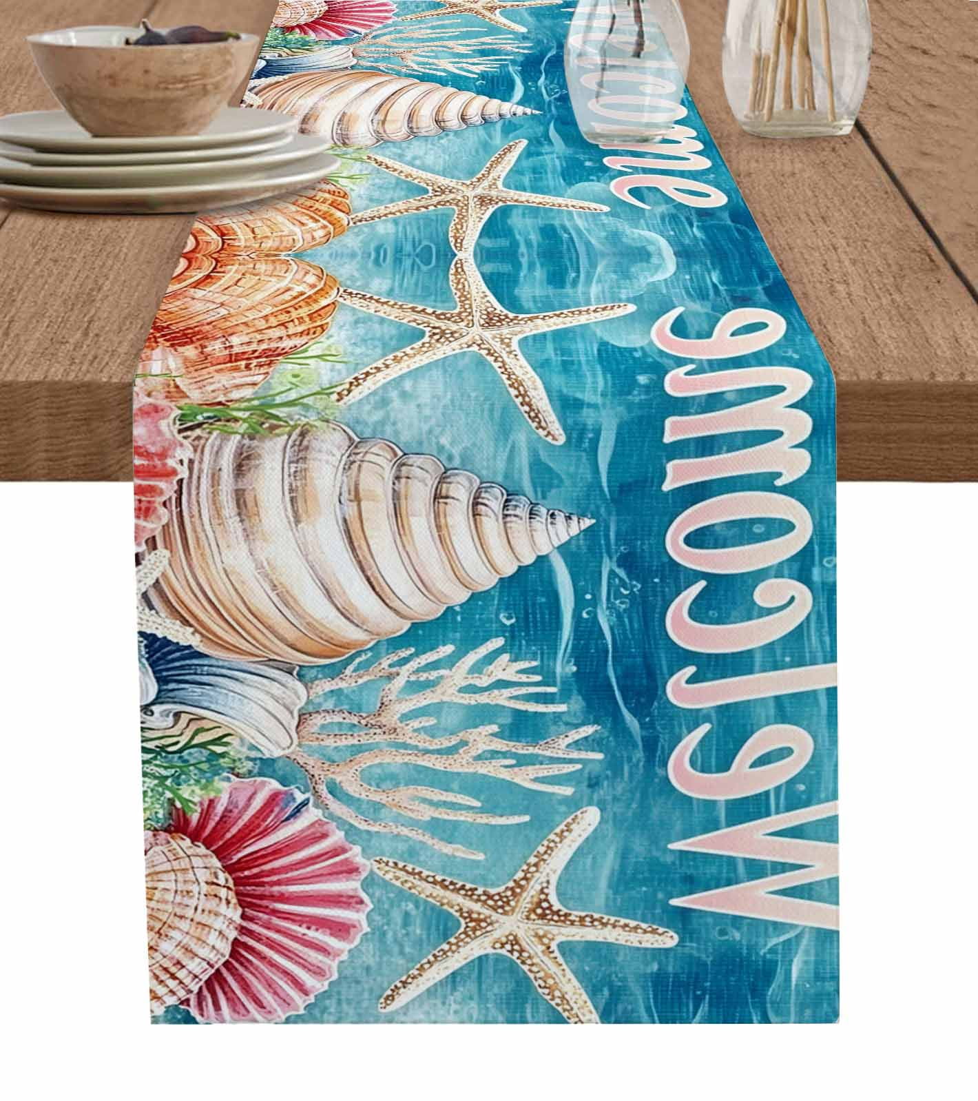 Hokiten Table Runners 60 Inches Long Dress Scarves, Coastal Ocean ...