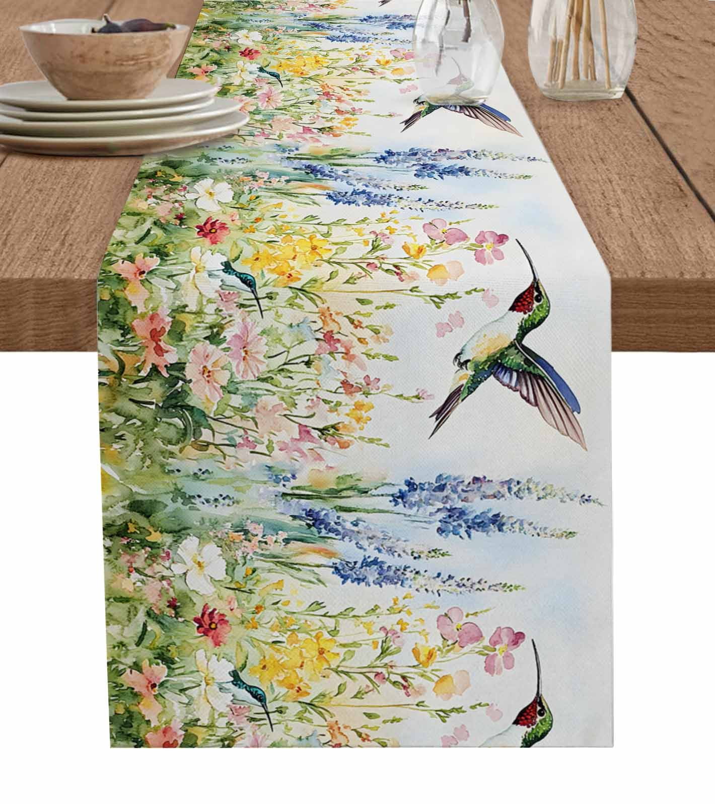 Hokiten Table Runners 60 Inches Long Dress Scarves, Floral Hummingbird ...