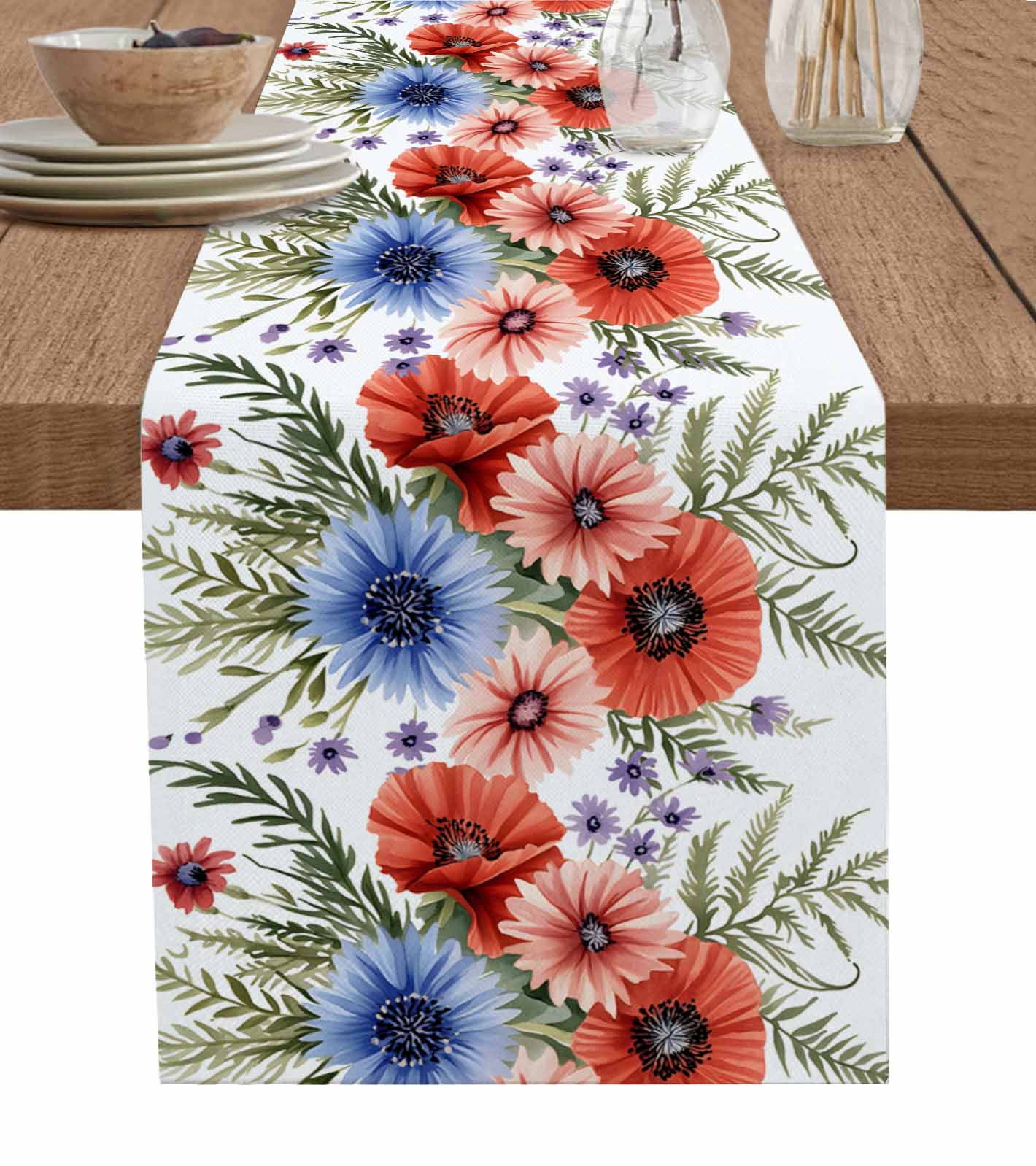 Hokiten Table Runners 60 Inches Long Dress Scarves, Flower Farmhouse ...