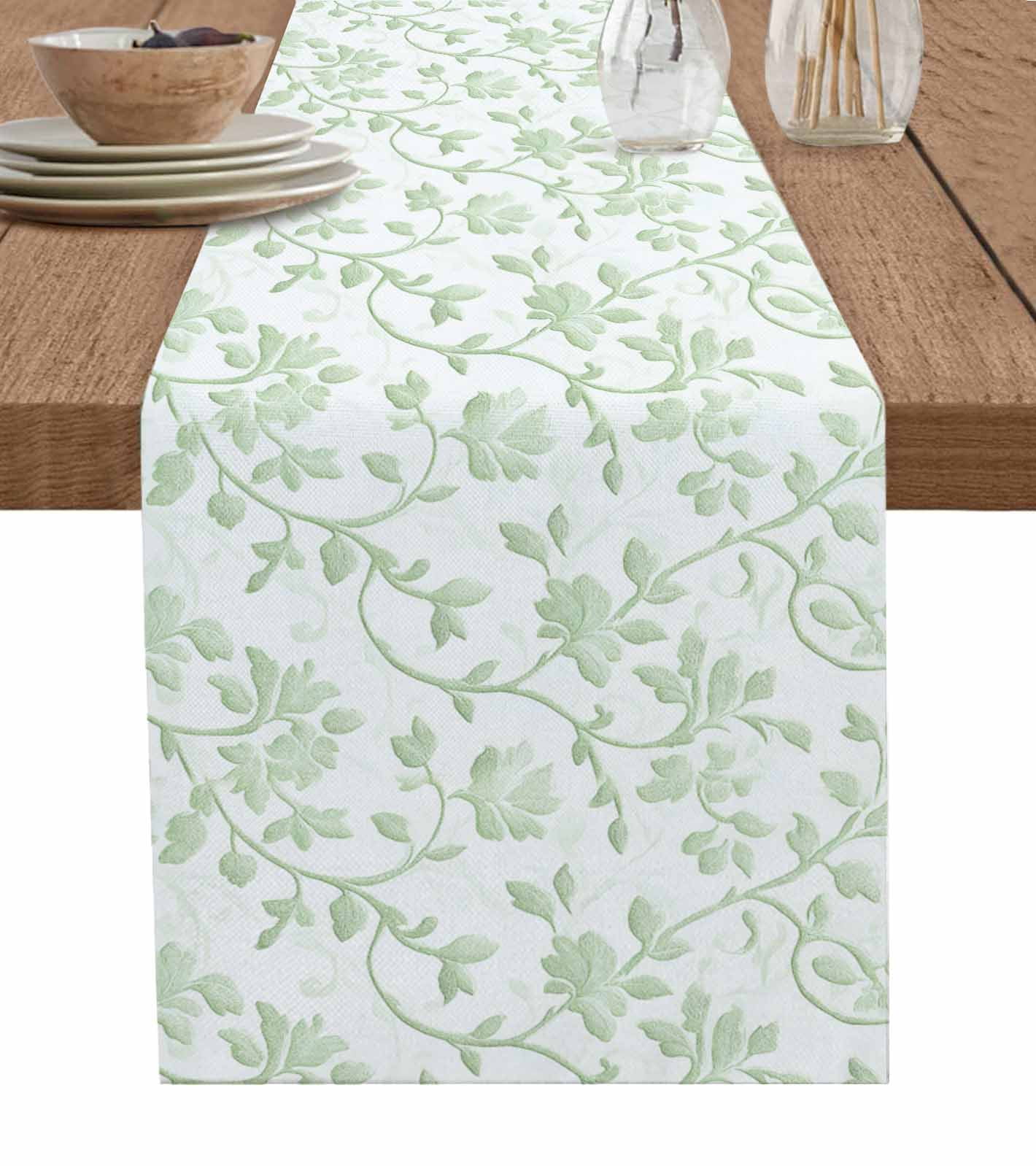 Hokiten Table Runners 60 Inches Long Dress Scarves, Green Leaves ...