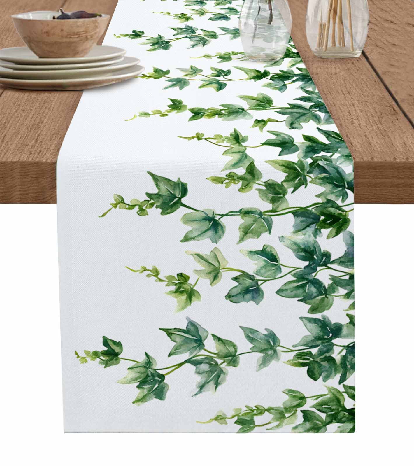 Hokiten Table Runners 60 Inches Long Dress Scarves, Green Leaves ...