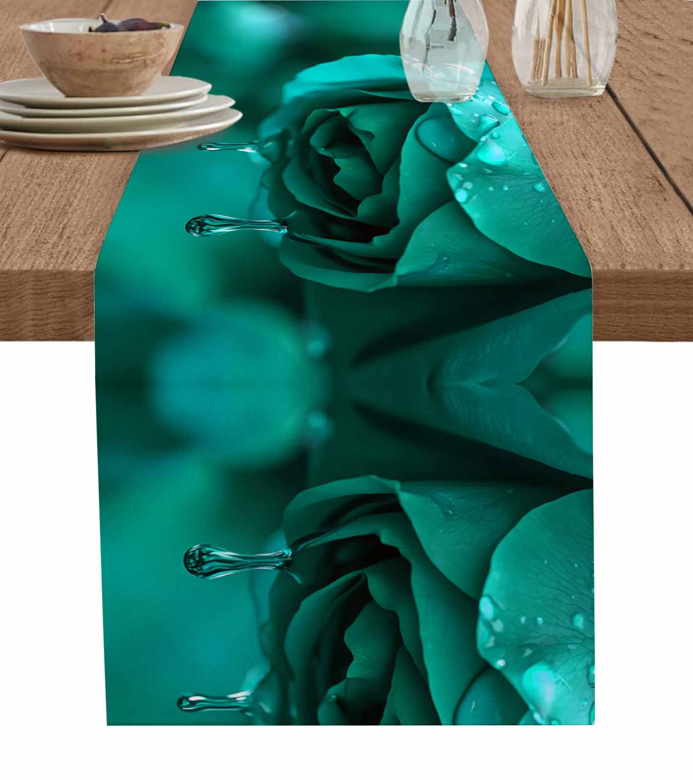 Hokiten Table Runners 60 Inches Long Dress Scarves, Green Rose ...