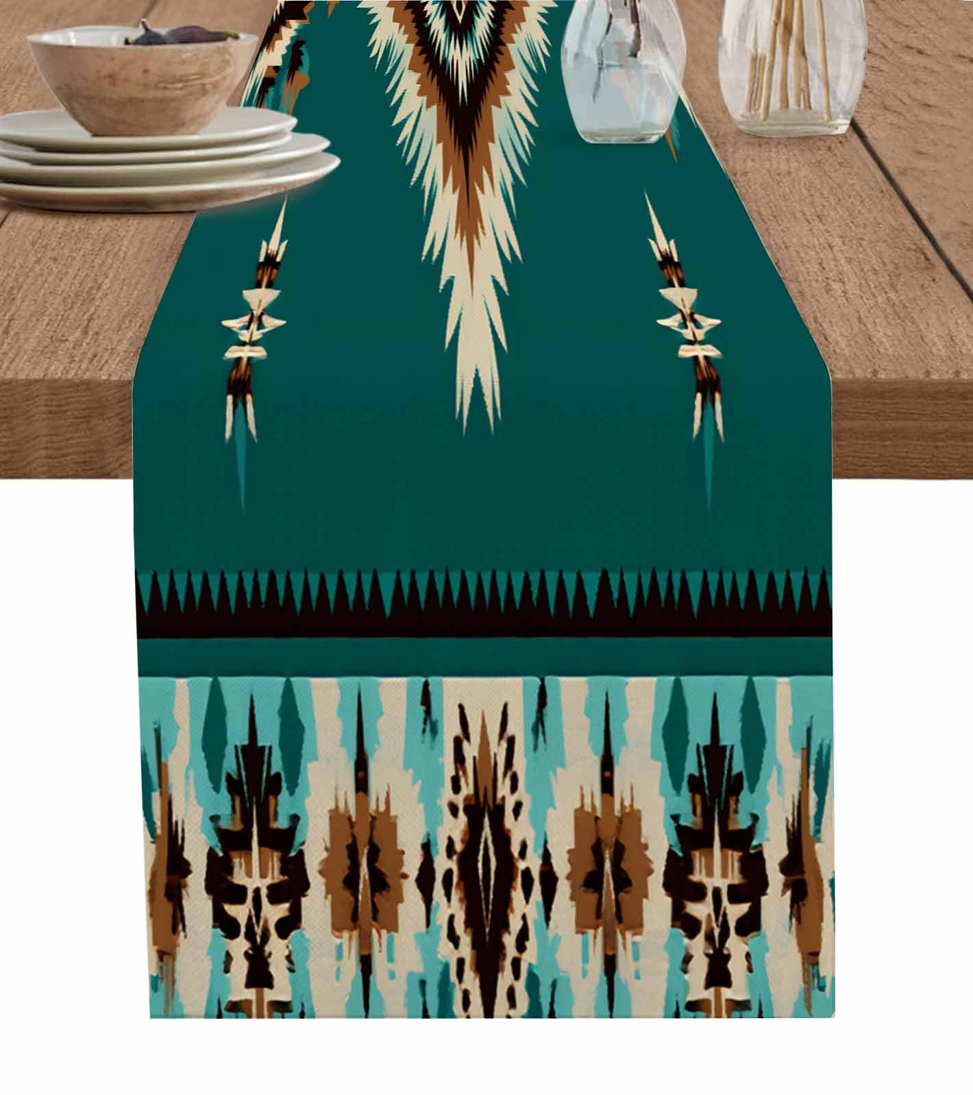 Hokiten Table Runners 60 Inches Long Dress Scarves, Green Southwestern ...