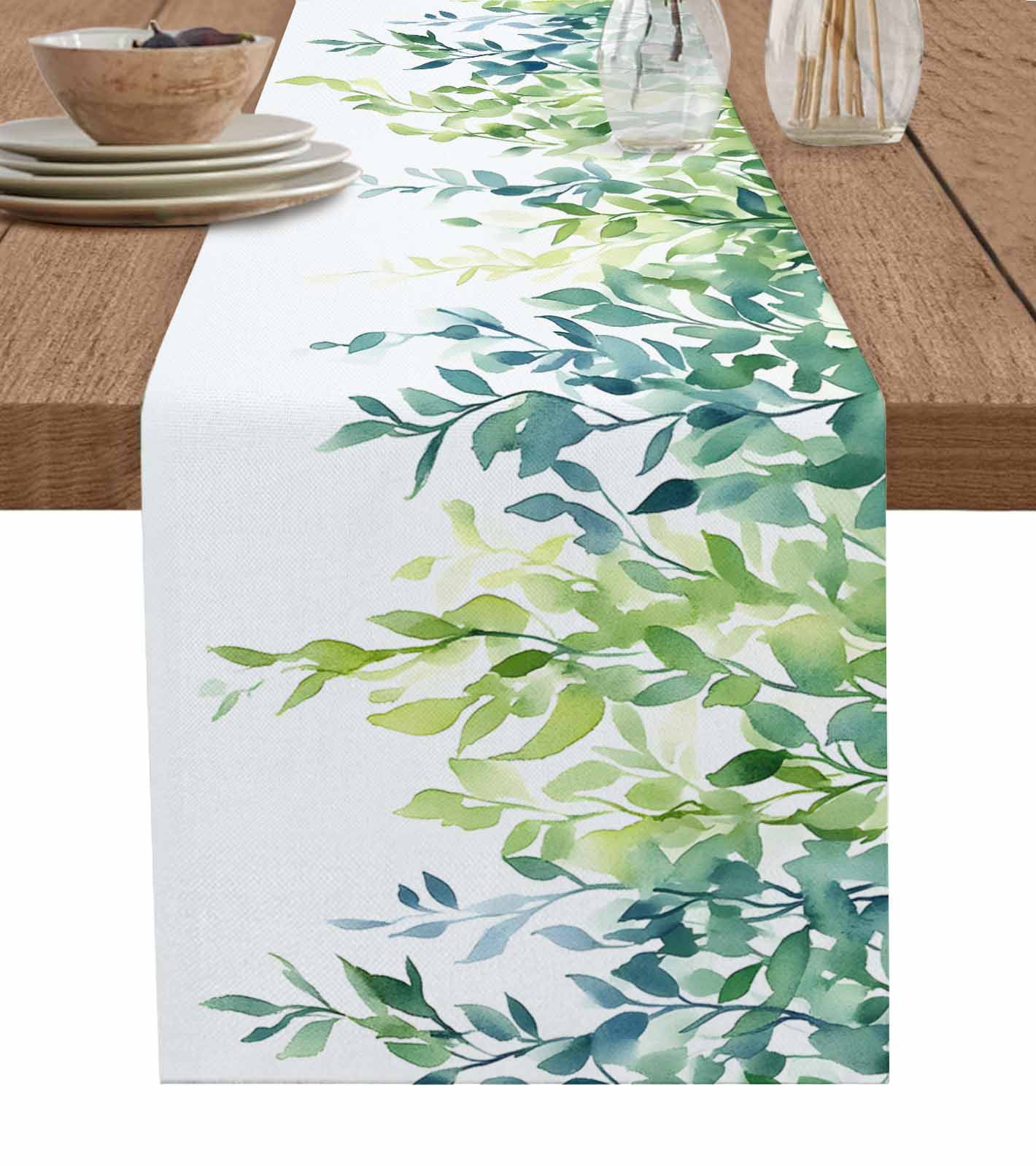 Hokiten Table Runners 60 Inches Long Dress Scarves, Green Vines ...