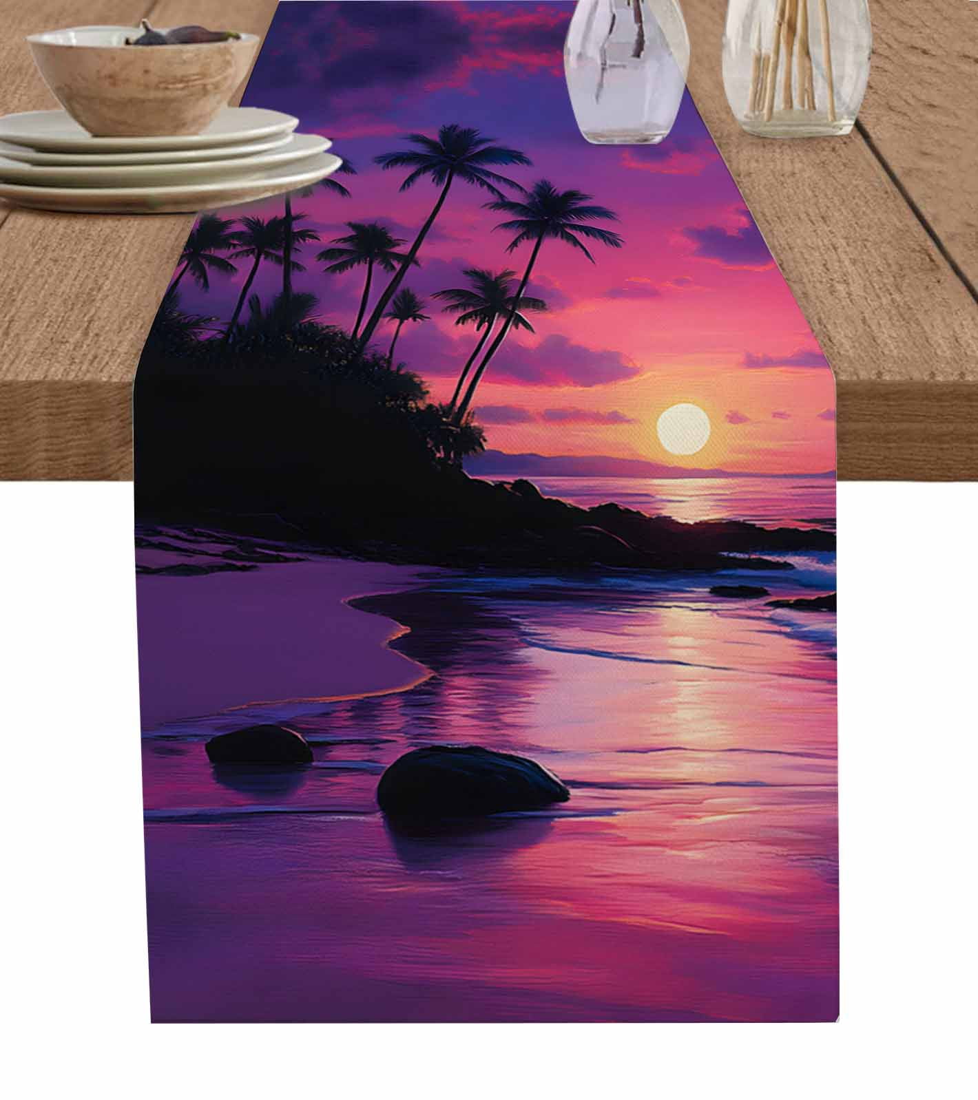 Hokiten Table Runners 60 Inches Long Dress Scarves, Ocean Sunset ...