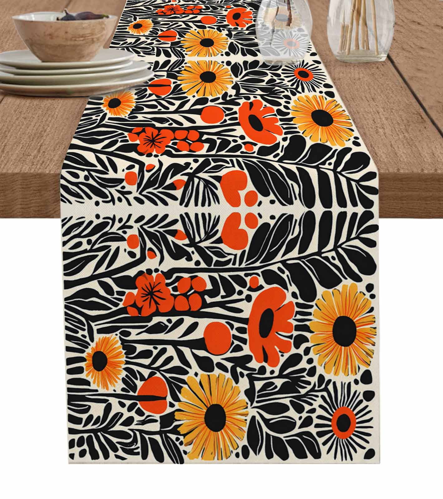 Hokiten Table Runners 60 Inches Long Dress Scarves, Orange Yellow Black ...