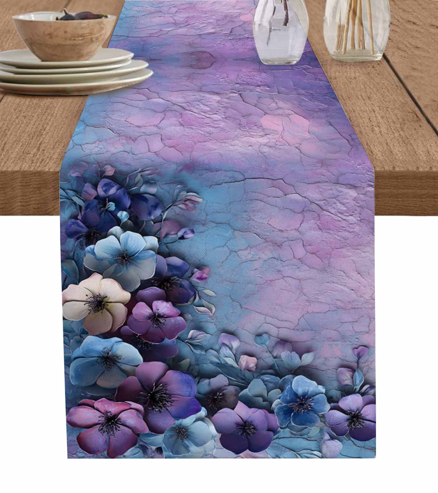 Hokiten Table Runners 60 Inches Long Dress Scarves, Purple Floral ...