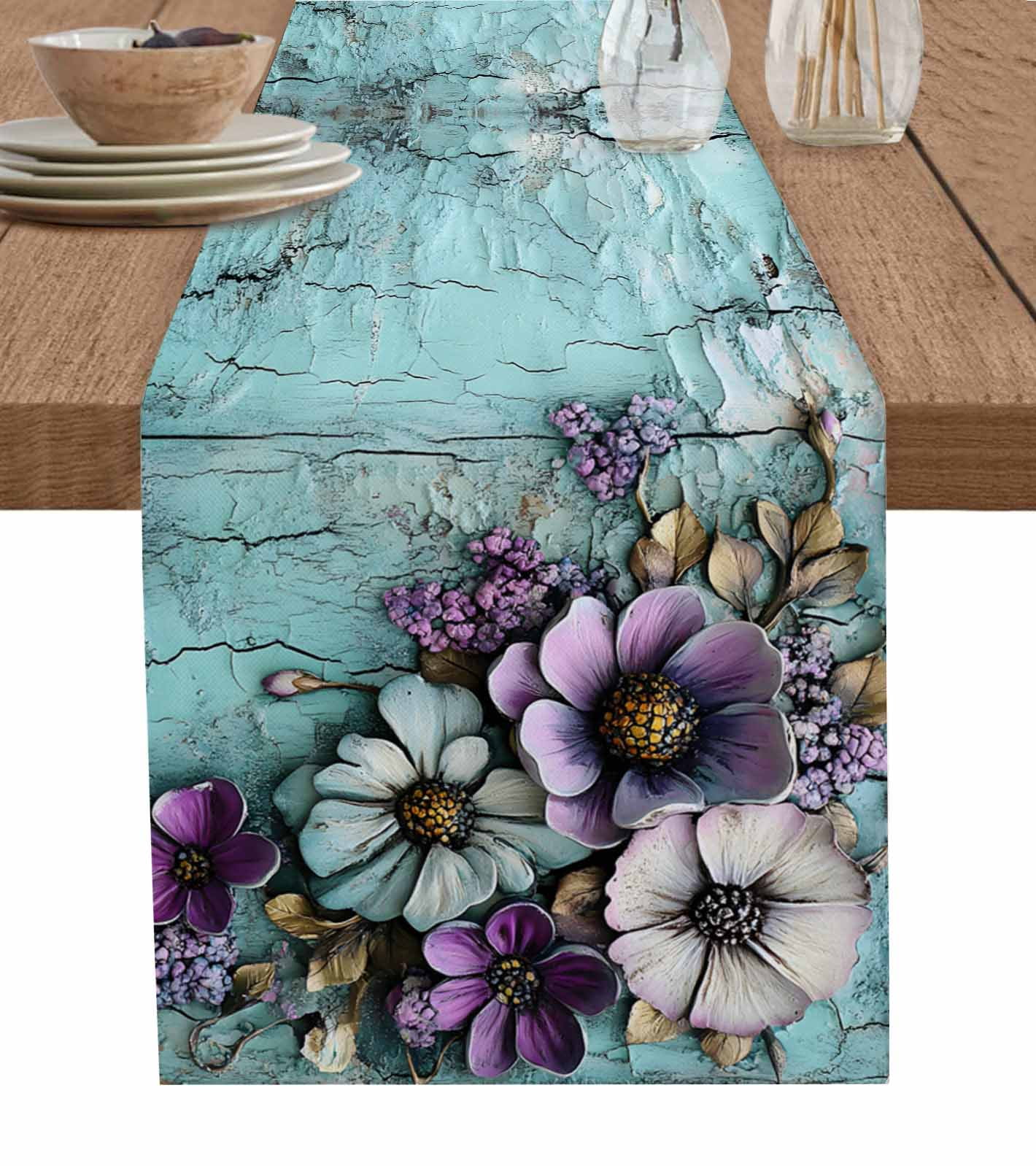 Hokiten Table Runners 60 Inches Long Dress Scarves, Retro Flower ...