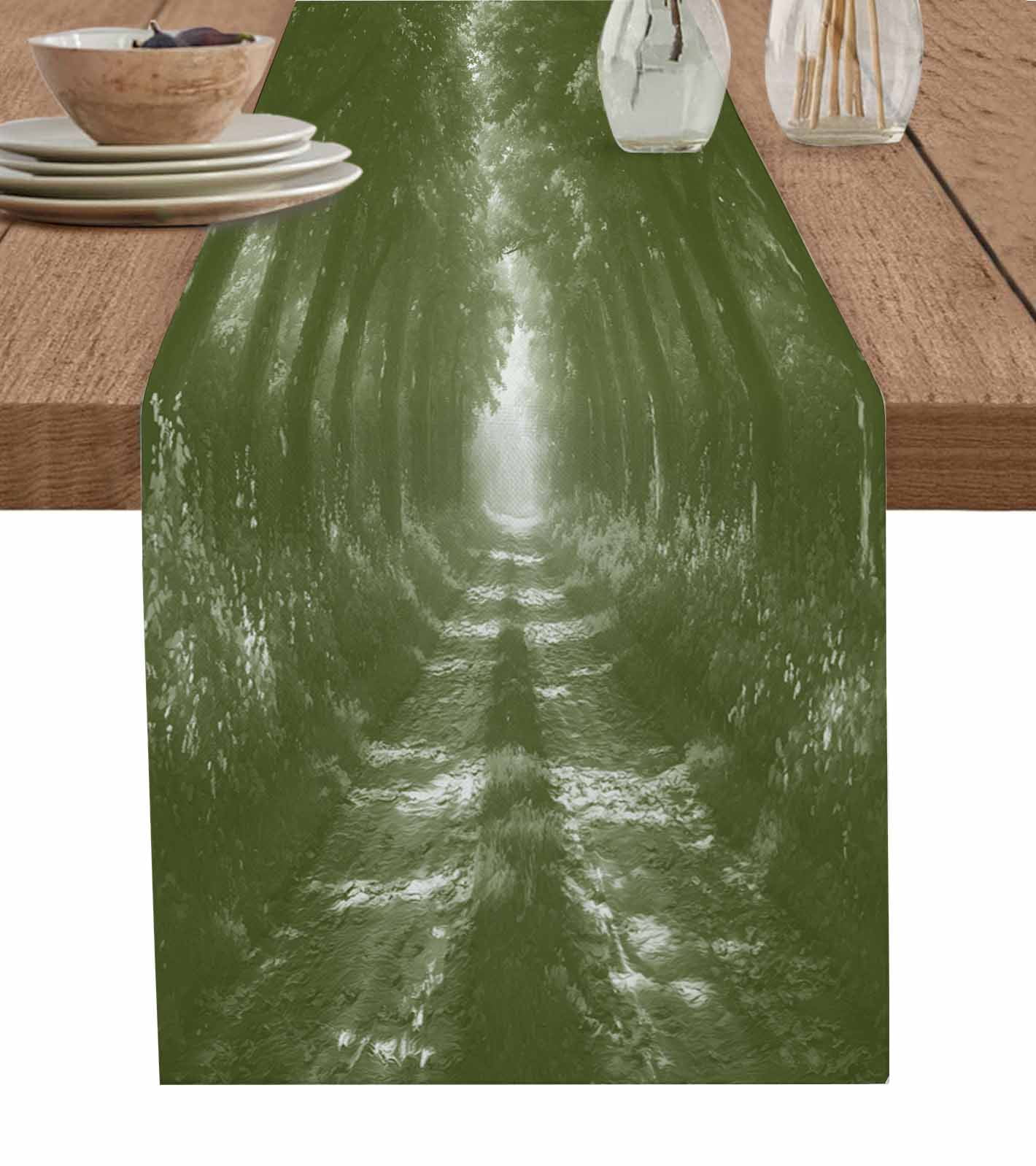 Hokiten Table Runners 60 Inches Long Dress Scarves, Sage Green Trees ...