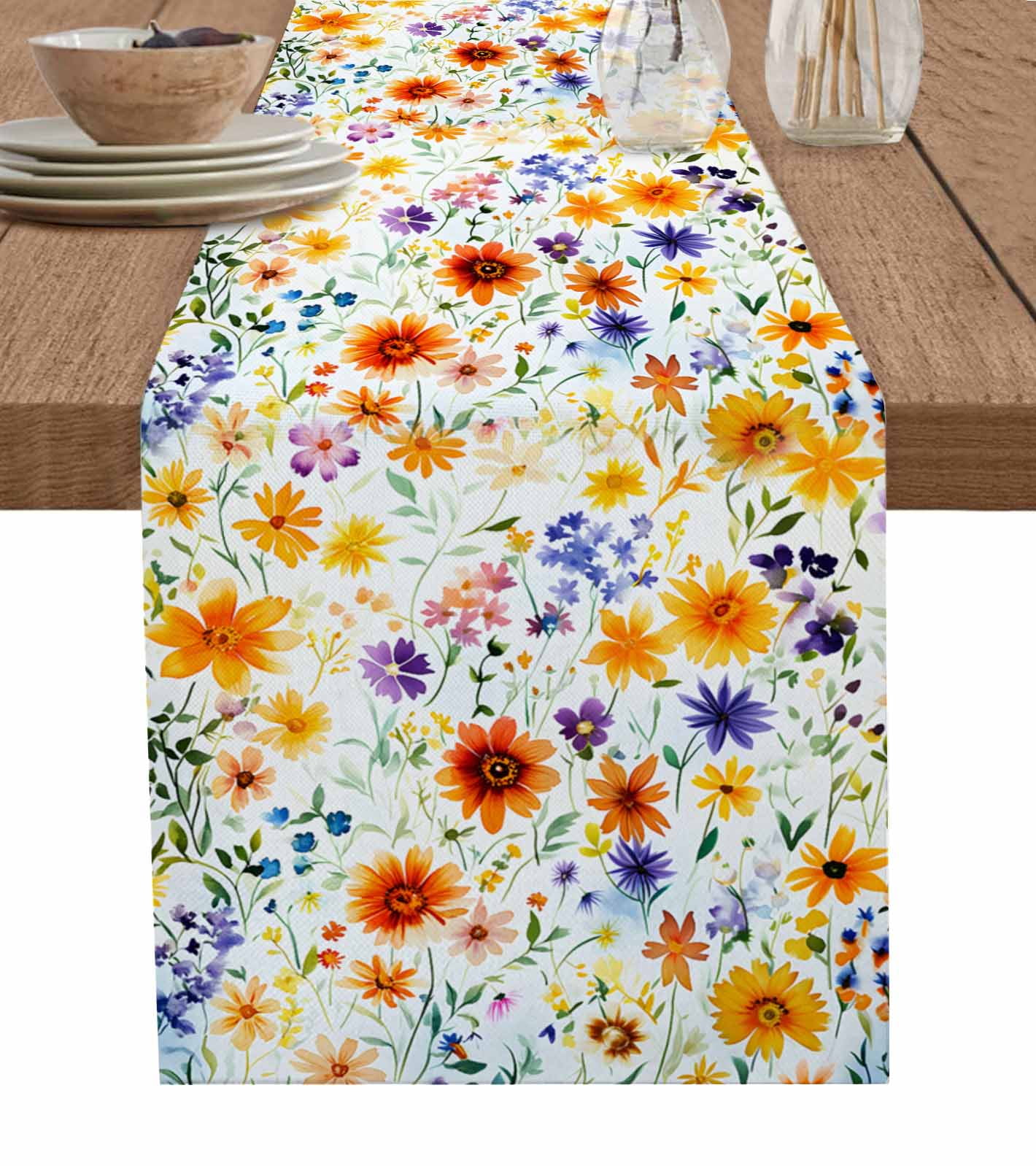 Hokiten Table Runners 60 Inches Long Dress Scarves, Spring Wildflowers ...