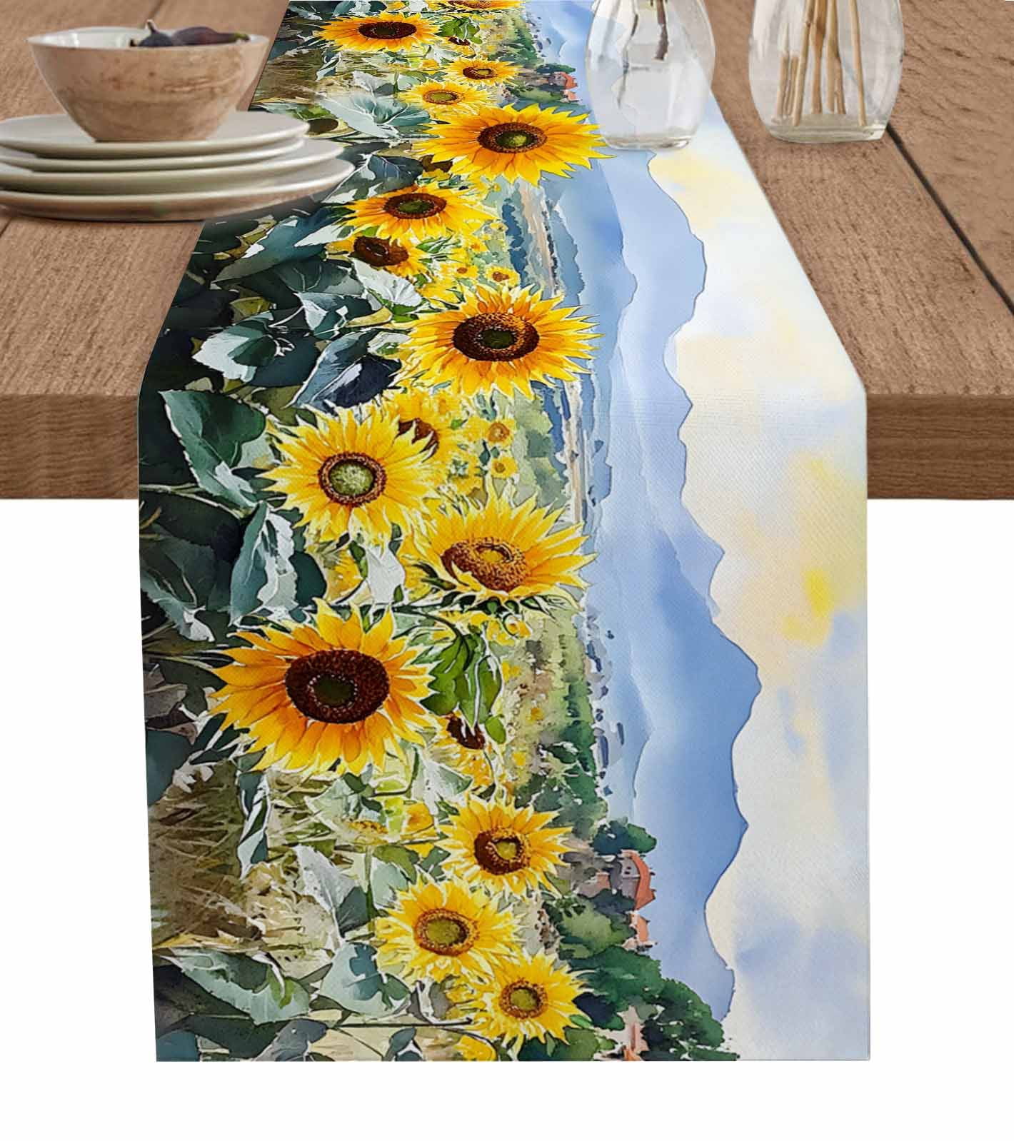 Hokiten Table Runners 60 Inches Long Dress Scarves, Sunflower Filed ...