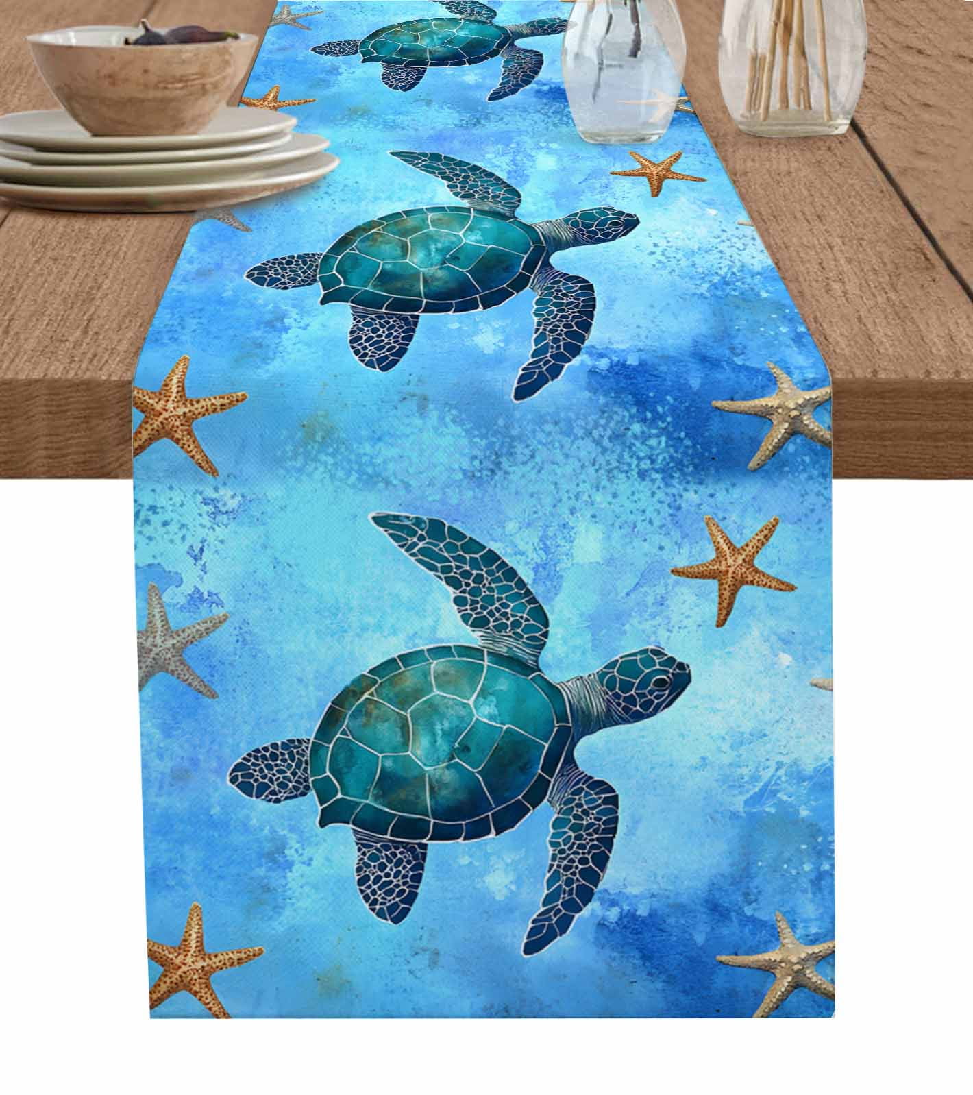 Hokiten Table Runners 60 Inches Long Dress Scarves, Turtle Blue ...