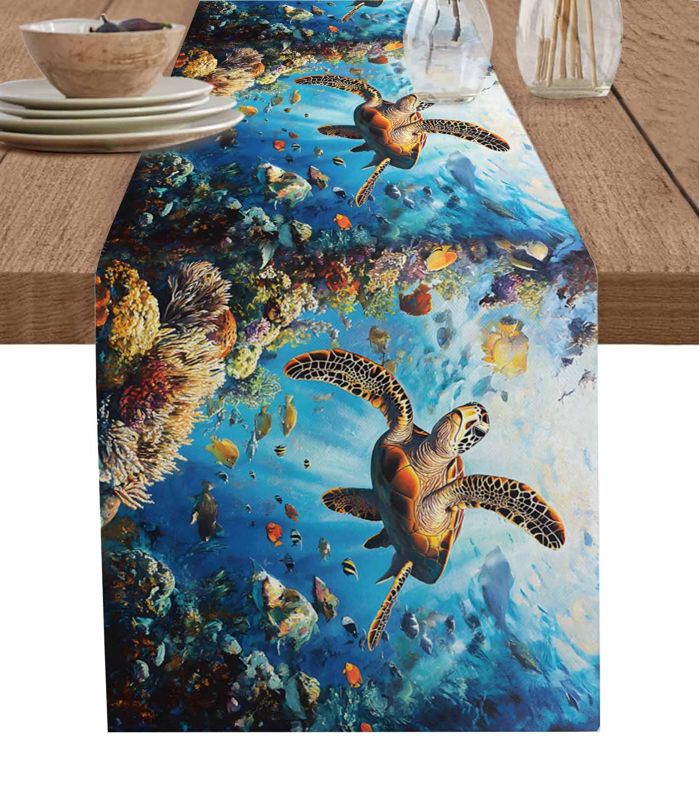 Hokiten Table Runners 60 Inches Long Dress Scarves, Turtle Farmhouse ...