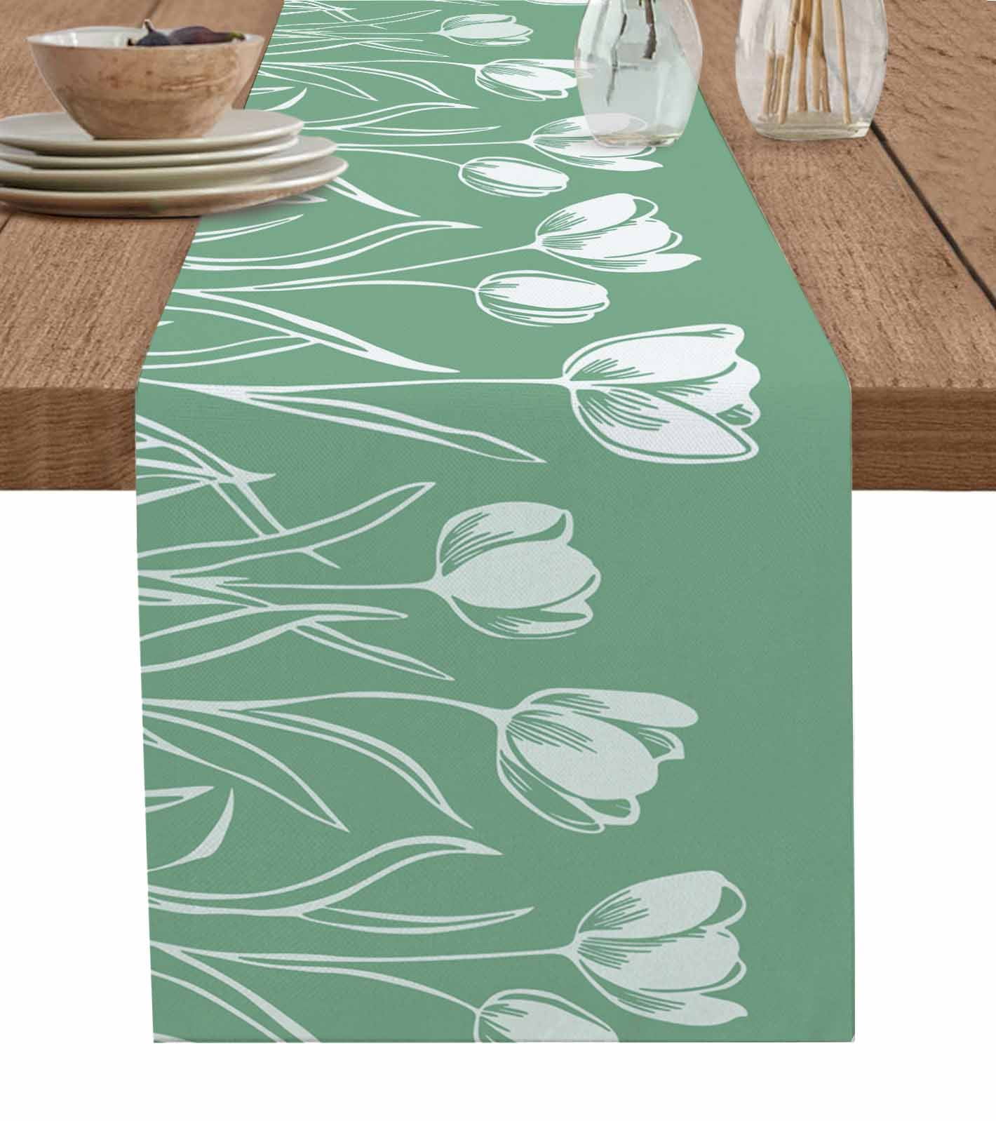 Hokiten Table Runners 60 Inches Long Dress Scarves, White Tulips ...