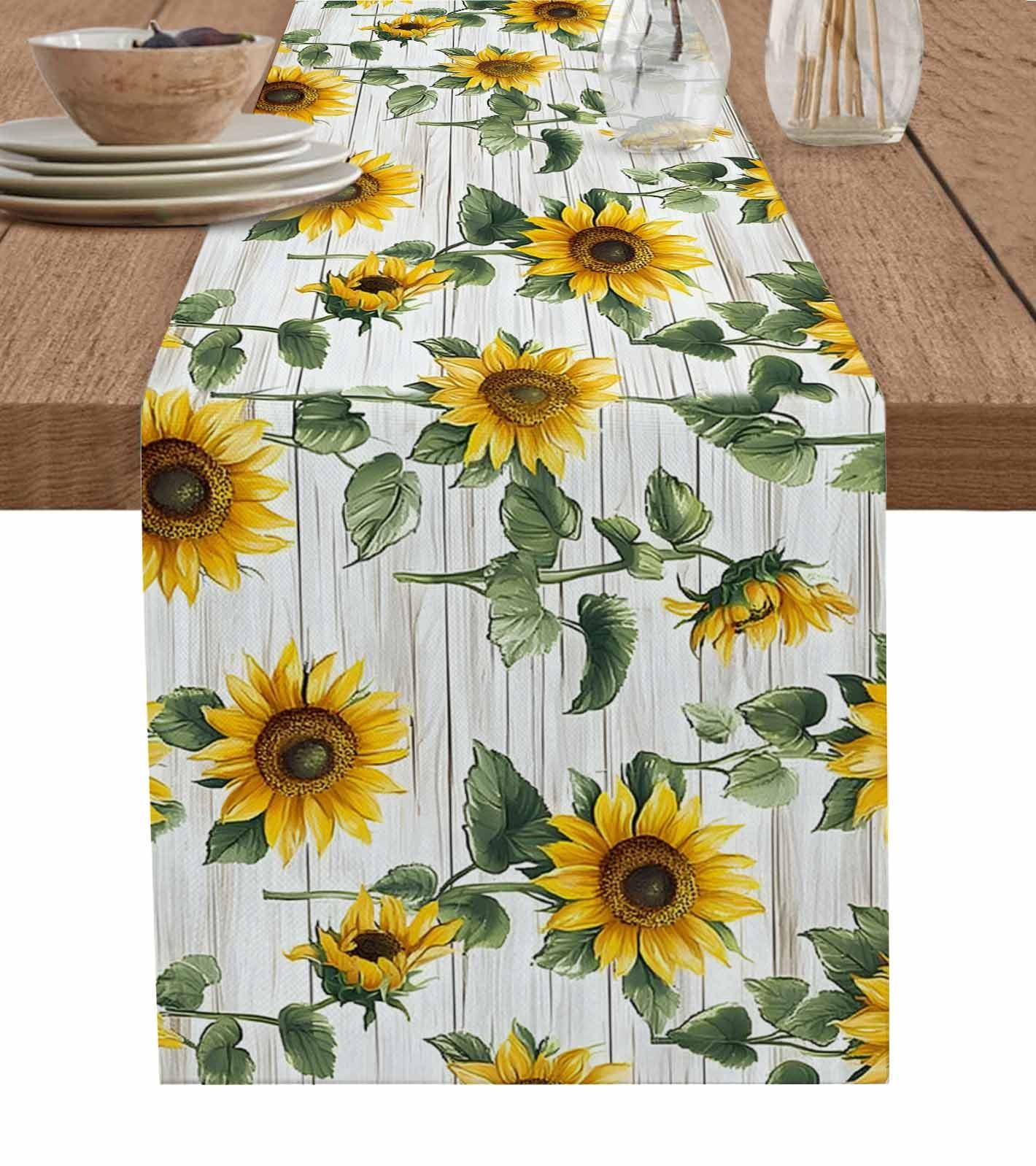 Hokiten Table Runners 60 Inches Long Dress Scarves, Yellow Sunflowers ...