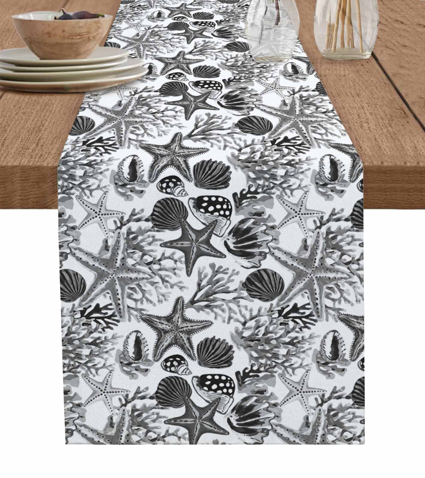 Hokiten Table Runners 70 Inches Long Dress Scarves, Black Starfish ...