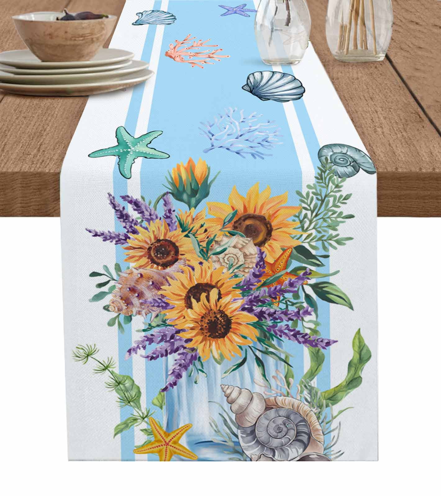 Hokiten Table Runners 70 Inches Long Dress Scarves, Coastal Sunflower ...