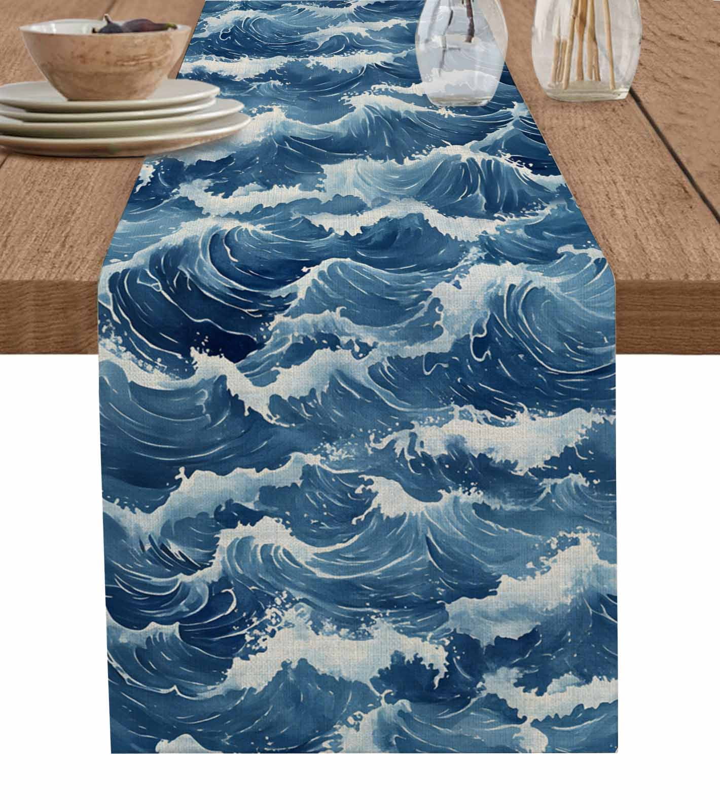 Hokiten Table Runners 70 Inches Long Dress Scarves, Ocean Waves ...