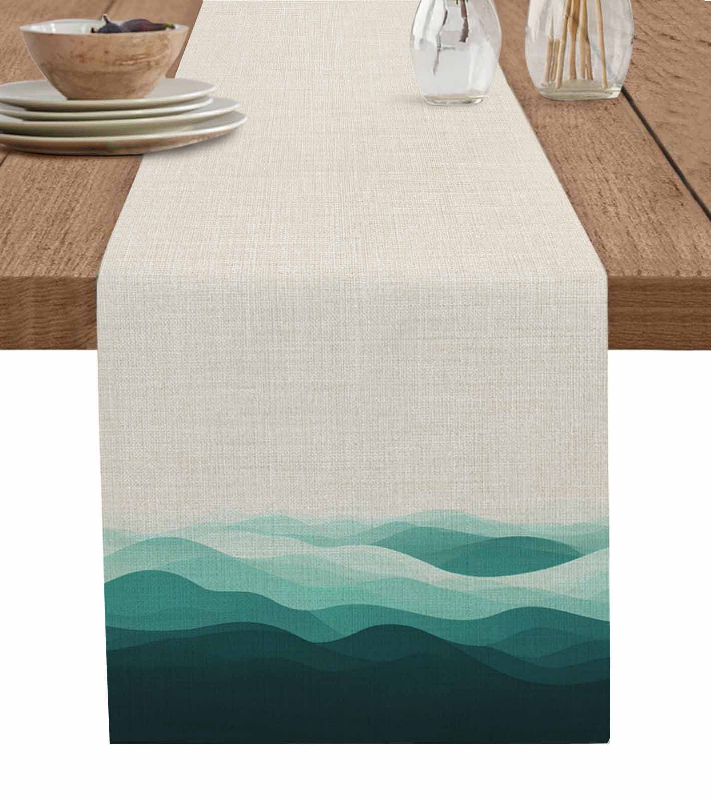 Hokiten Table Runners 70 Inches Long Dress Scarves, Teal Beige Ombre ...