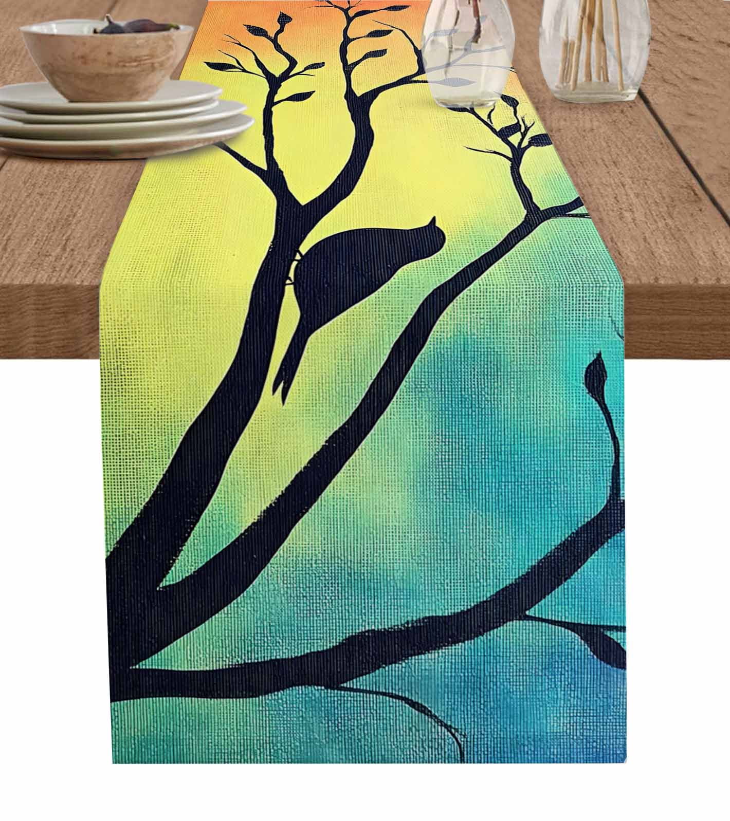 Hokiten Table Runners 72 Inches Long Dress Scarves, Birds Silhouette ...