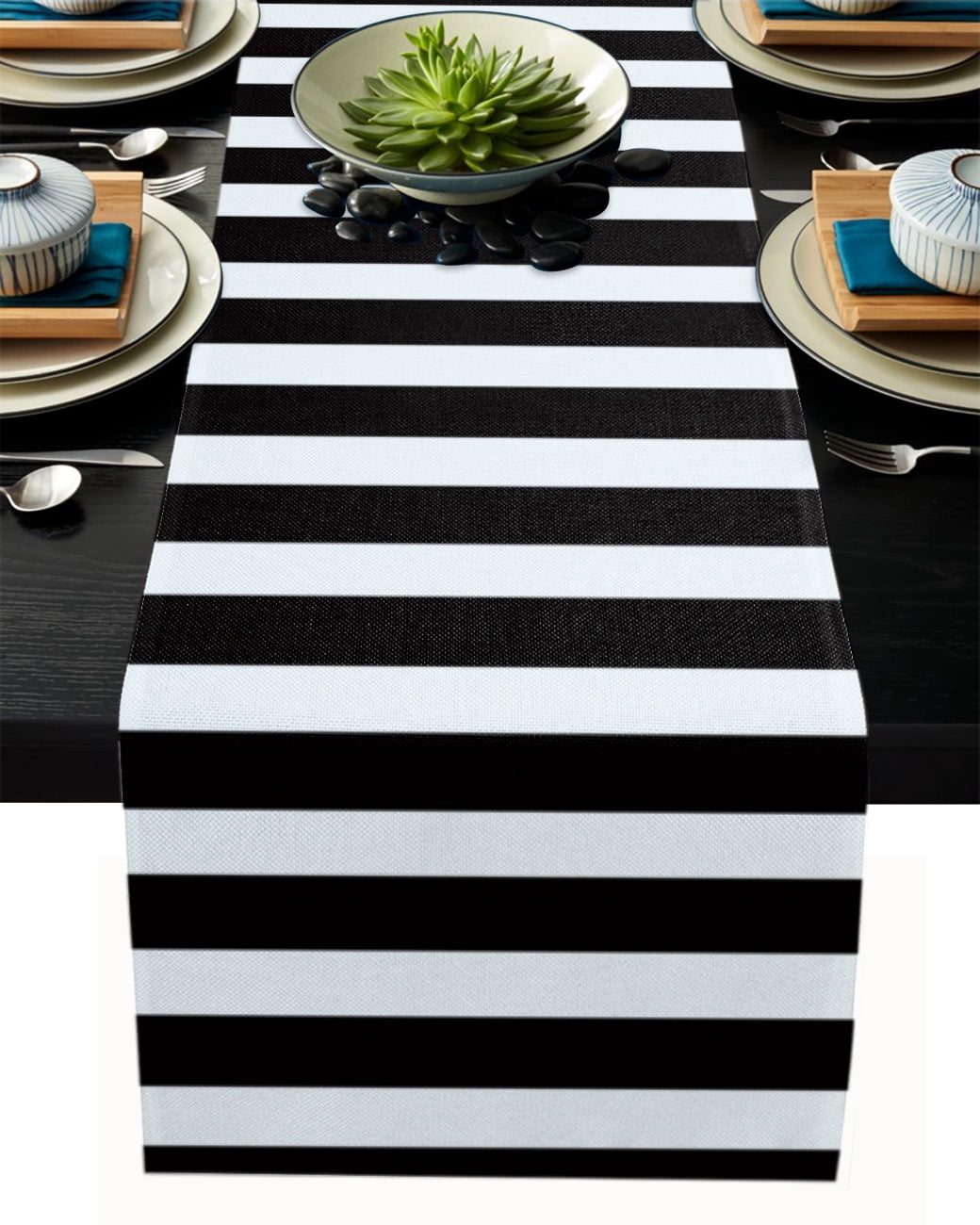Hokiten Table Runners 72 Inches Long Dress Scarves, Black Striped ...