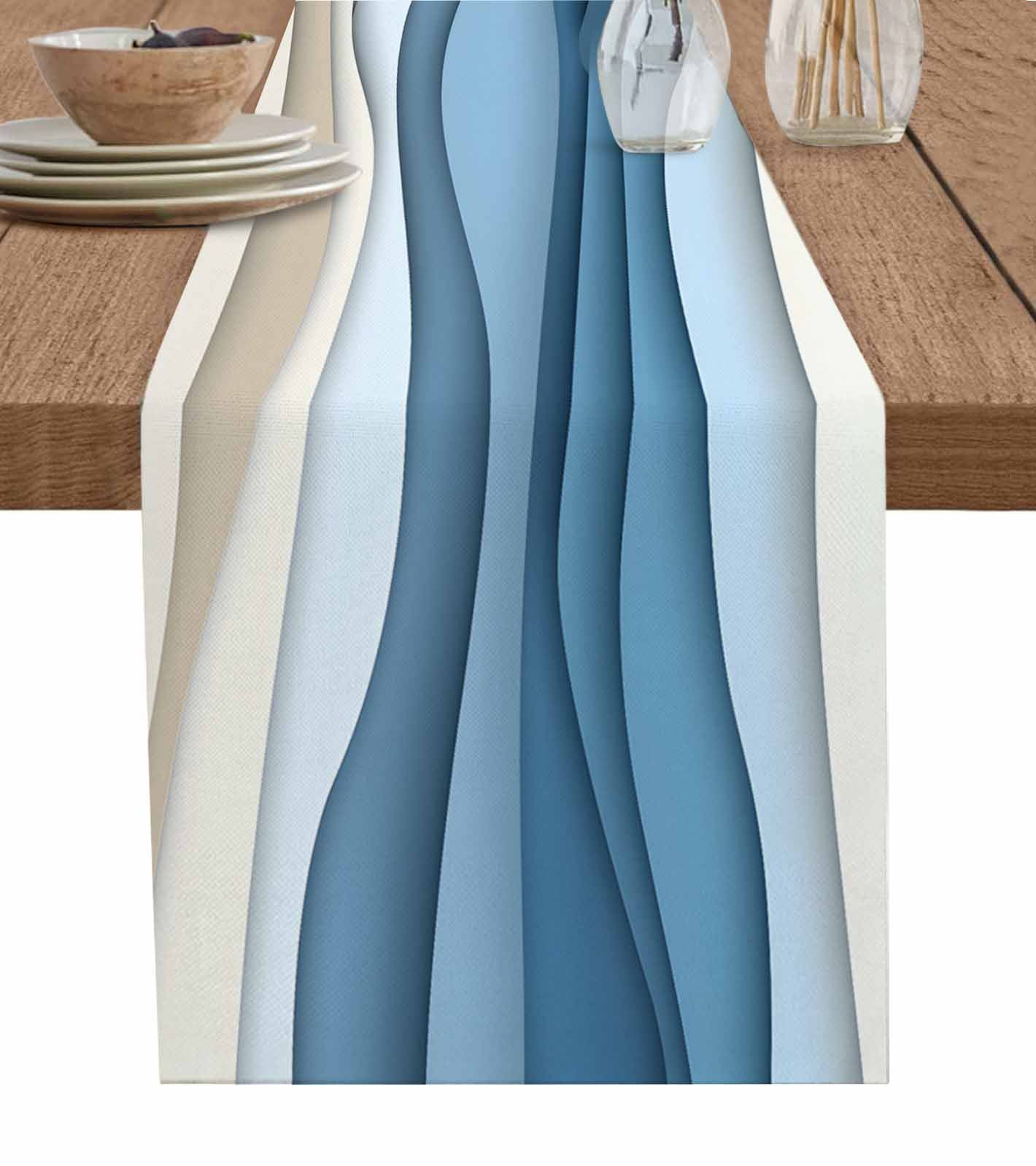 Hokiten Table Runners 72 Inches Long Dress Scarves, Blue Beige Ombre ...
