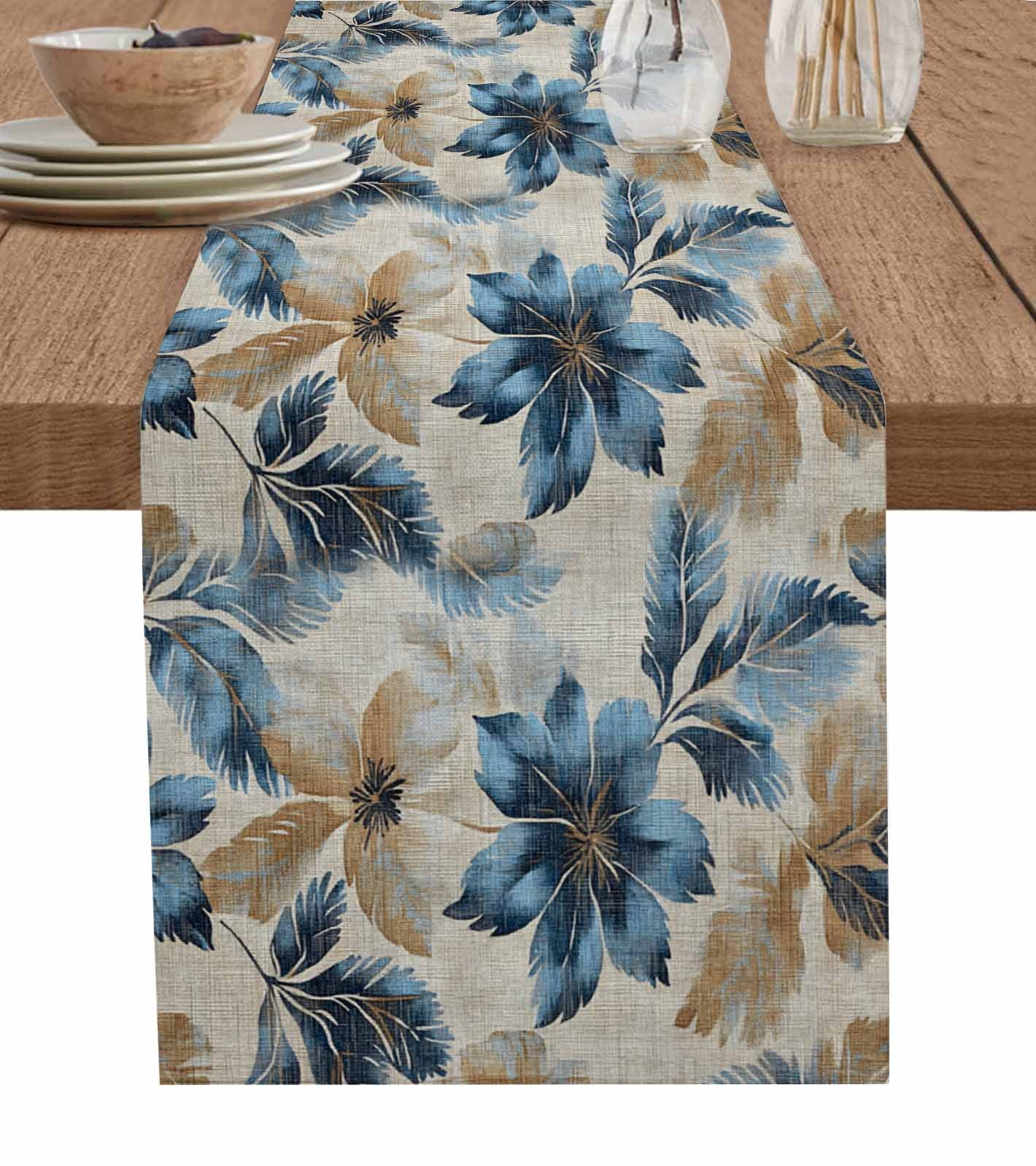 Hokiten Table Runners 72 Inches Long Dress Scarves, Blue Brown ...