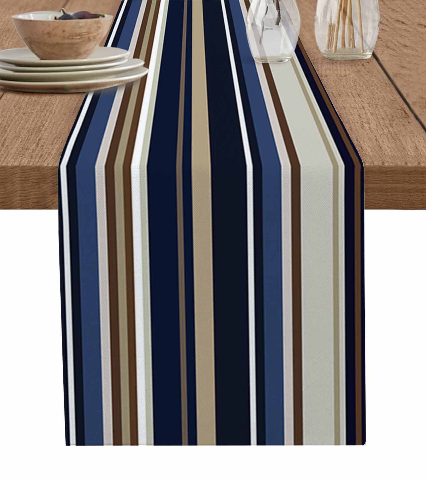 Hokiten Table Runners 72 Inches Long Dress Scarves, Blue Brown Stripe ...