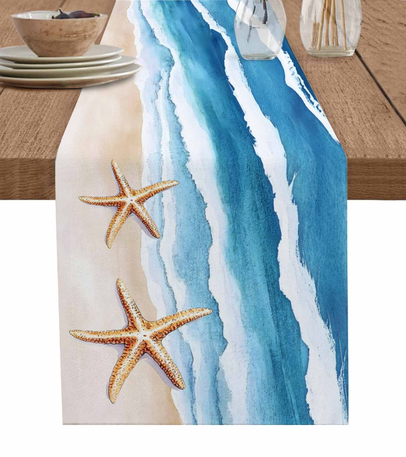 Hokiten Table Runners 72 Inches Long Dress Scarves, Blue Coastal ...