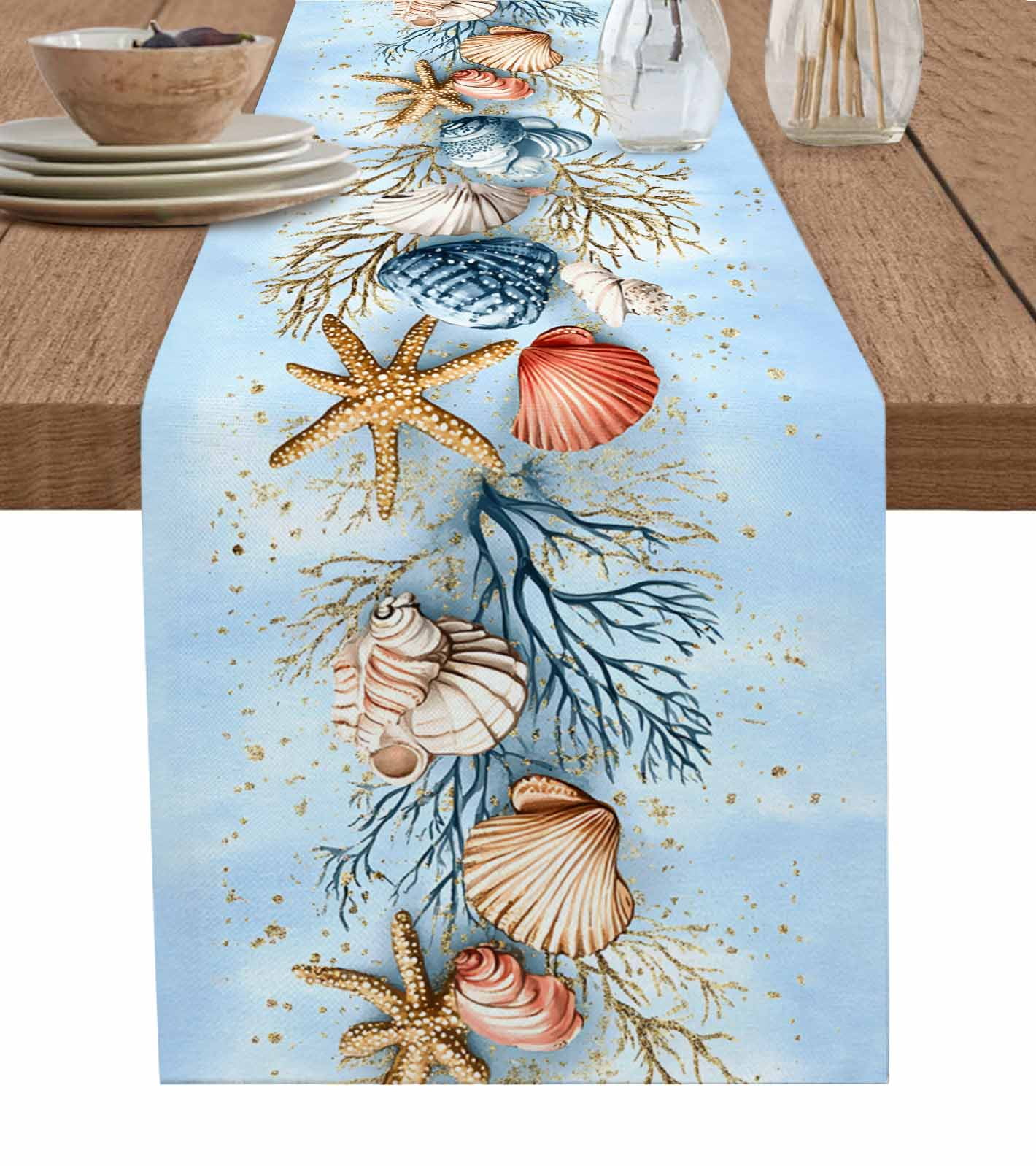 Hokiten Table Runners 72 Inches Long Dress Scarves, Blue Coastal ...