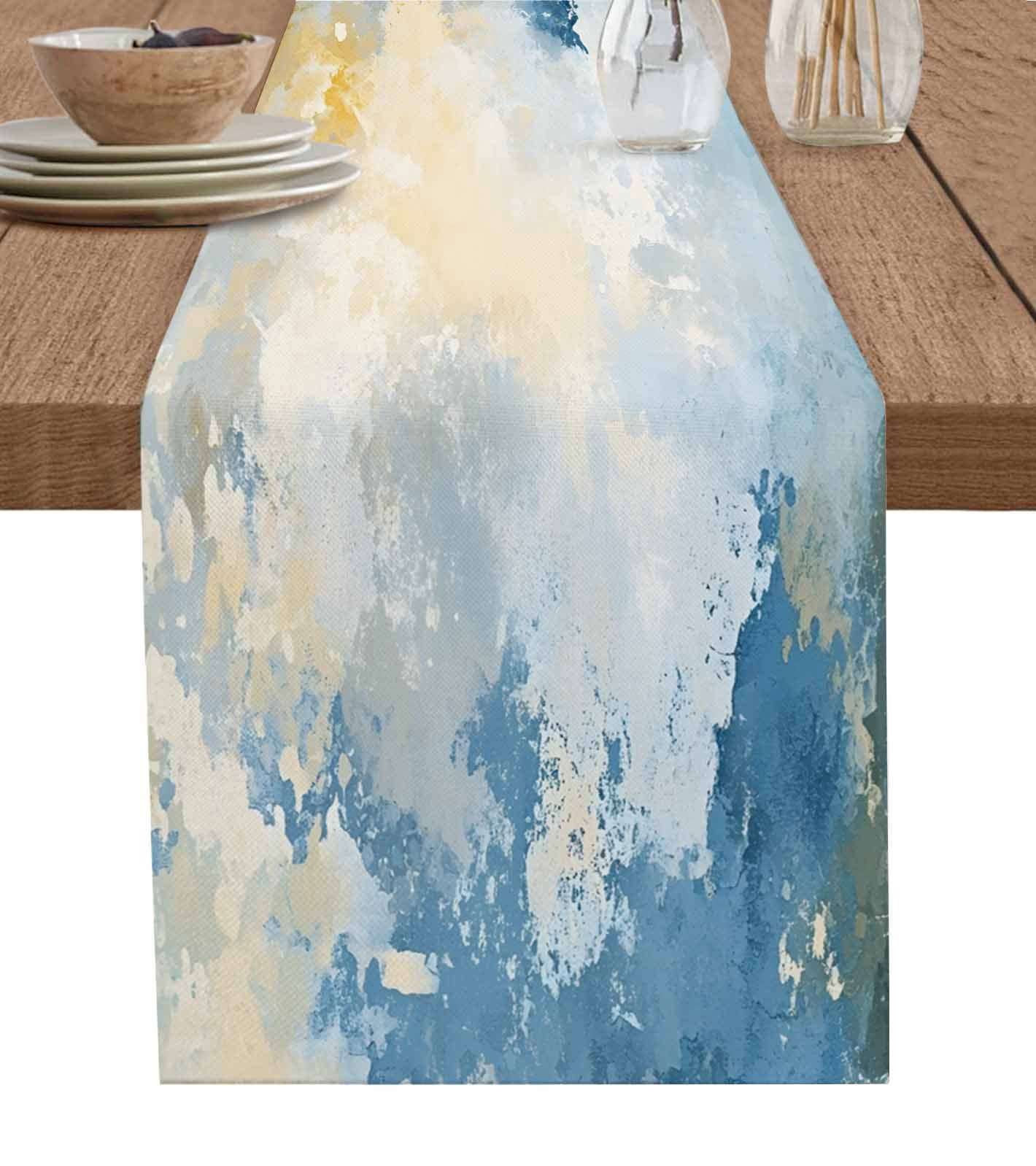 Hokiten Table Runners 72 Inches Long Dress Scarves, Blue Yellow ...
