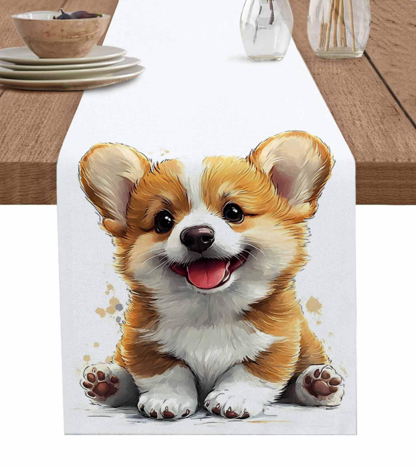 Hokiten Table Runners 72 Inches Long Dress Scarves, Cartoon Cute Puppy ...