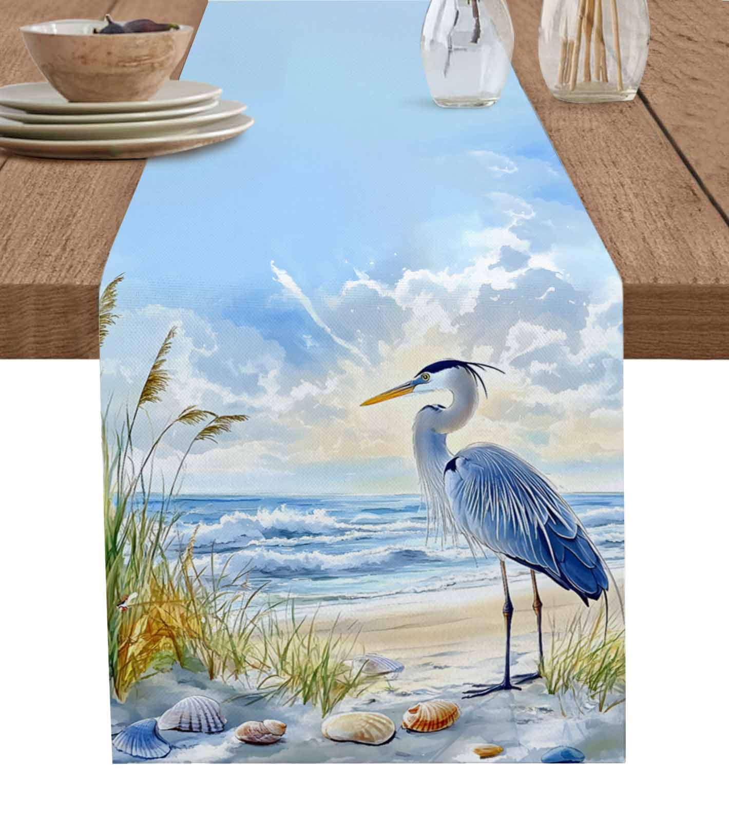Hokiten Table Runners 72 Inches Long Dress Scarves, Coastal Birds ...