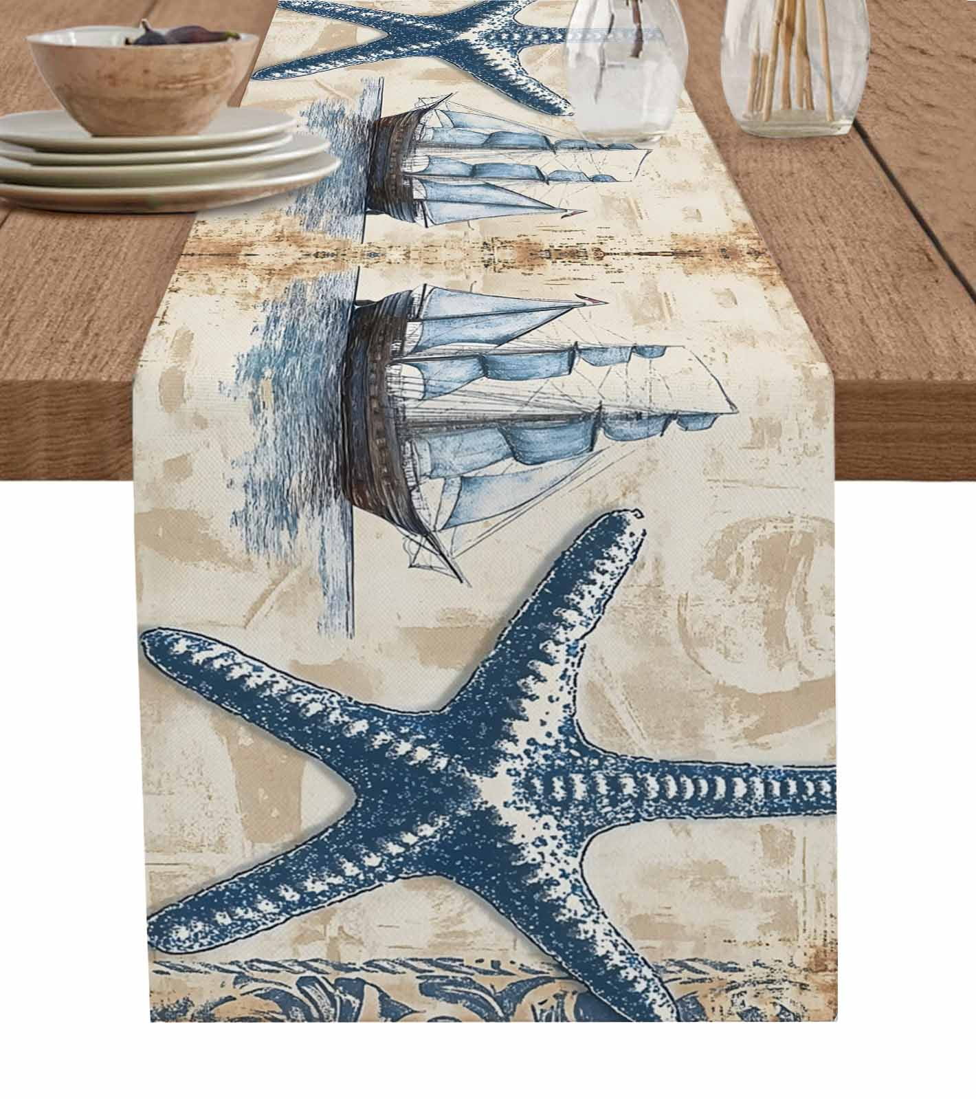 Hokiten Table Runners 72 Inches Long Dress Scarves, Coastal Nautical ...