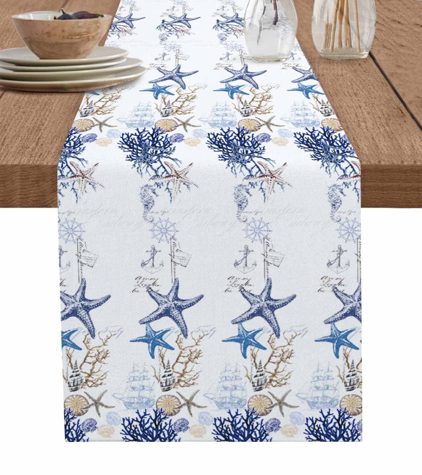 Hokiten Table Runners 72 Inches Long Dress Scarves, Coastal Starfish ...