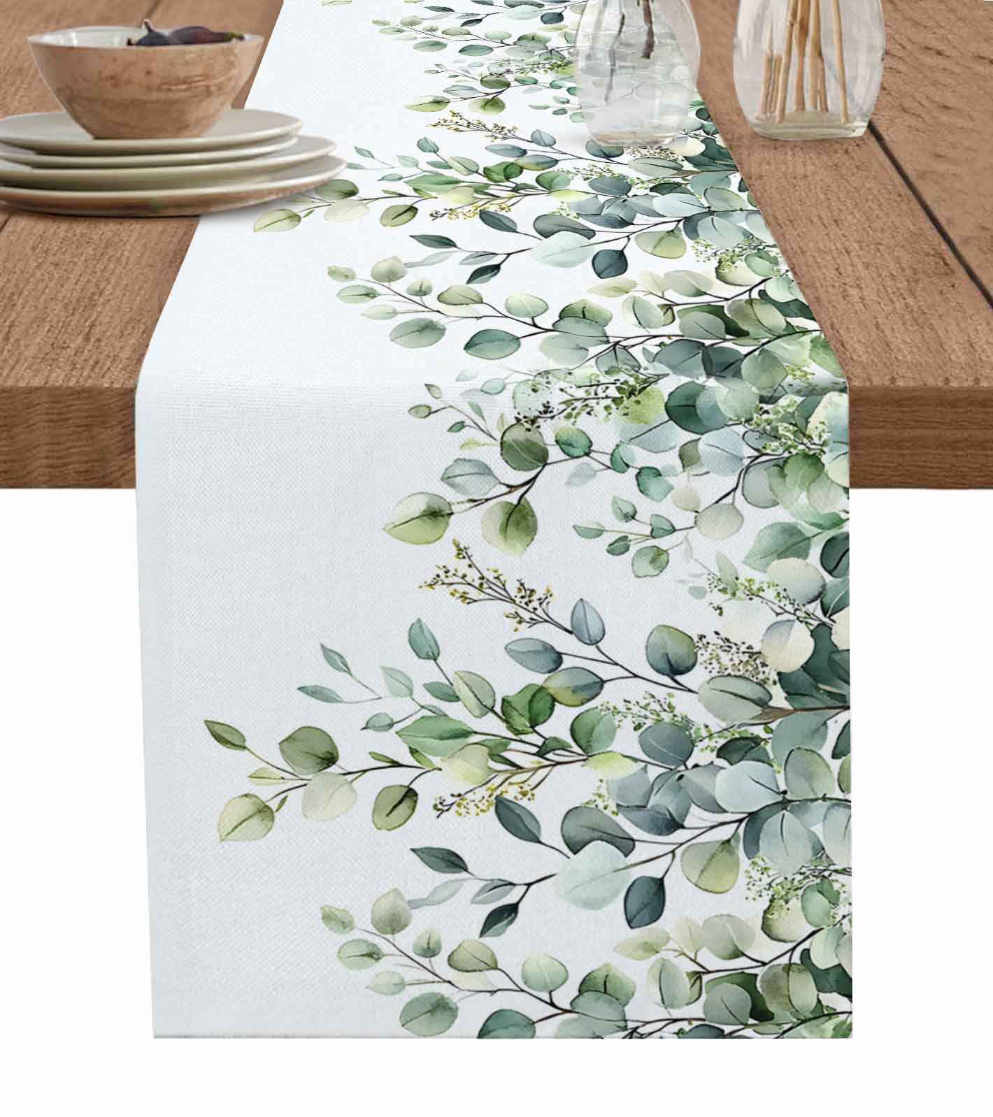 Hokiten Table Runners 72 Inches Long Dress Scarves, Eucalyptus Leaves ...