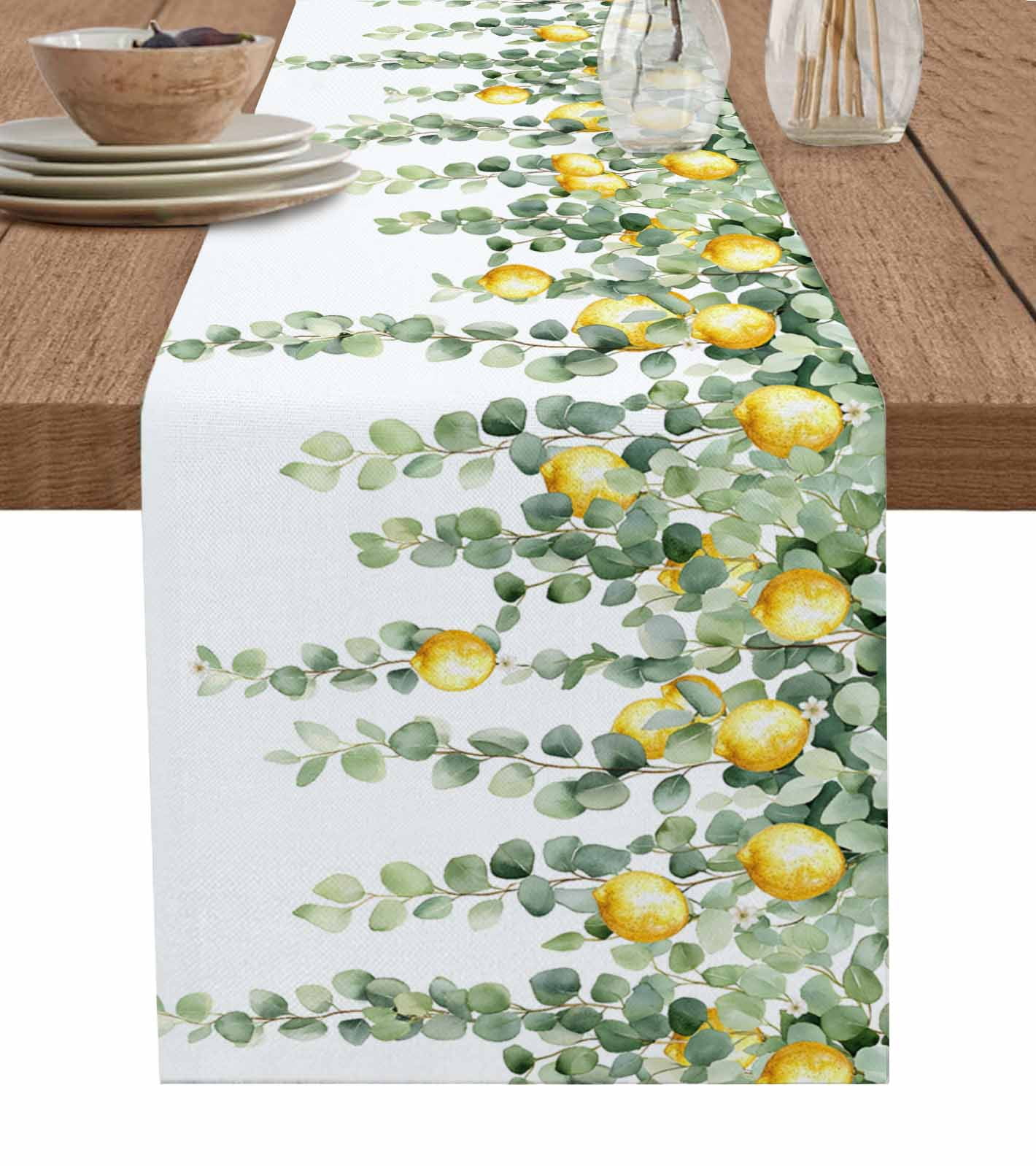 Hokiten Table Runners 72 Inches Long Dress Scarves, Eucalyptus Lemon ...