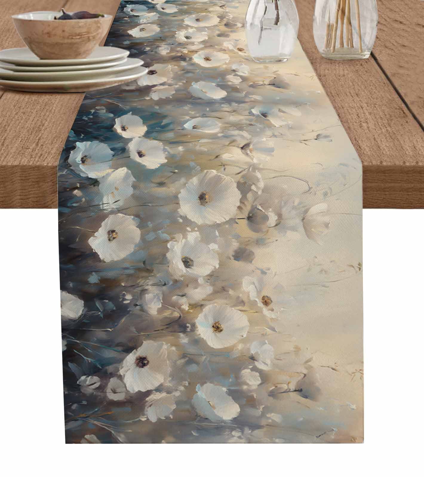 Hokiten Table Runners 72 Inches Long Dress Scarves, Flower Floral ...
