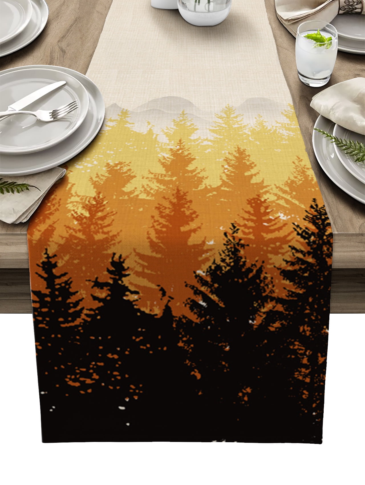 Hokiten Table Runners 72 Inches Long Dress Scarves, Forest Fall ...
