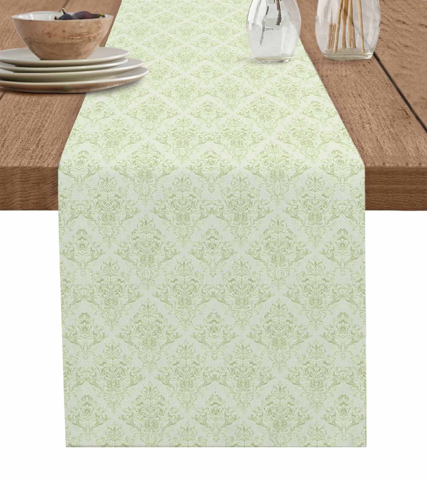Hokiten Table Runners 72 Inches Long Dress Scarves, Green Floral Farmhouse Kitchen/Dining Table ...