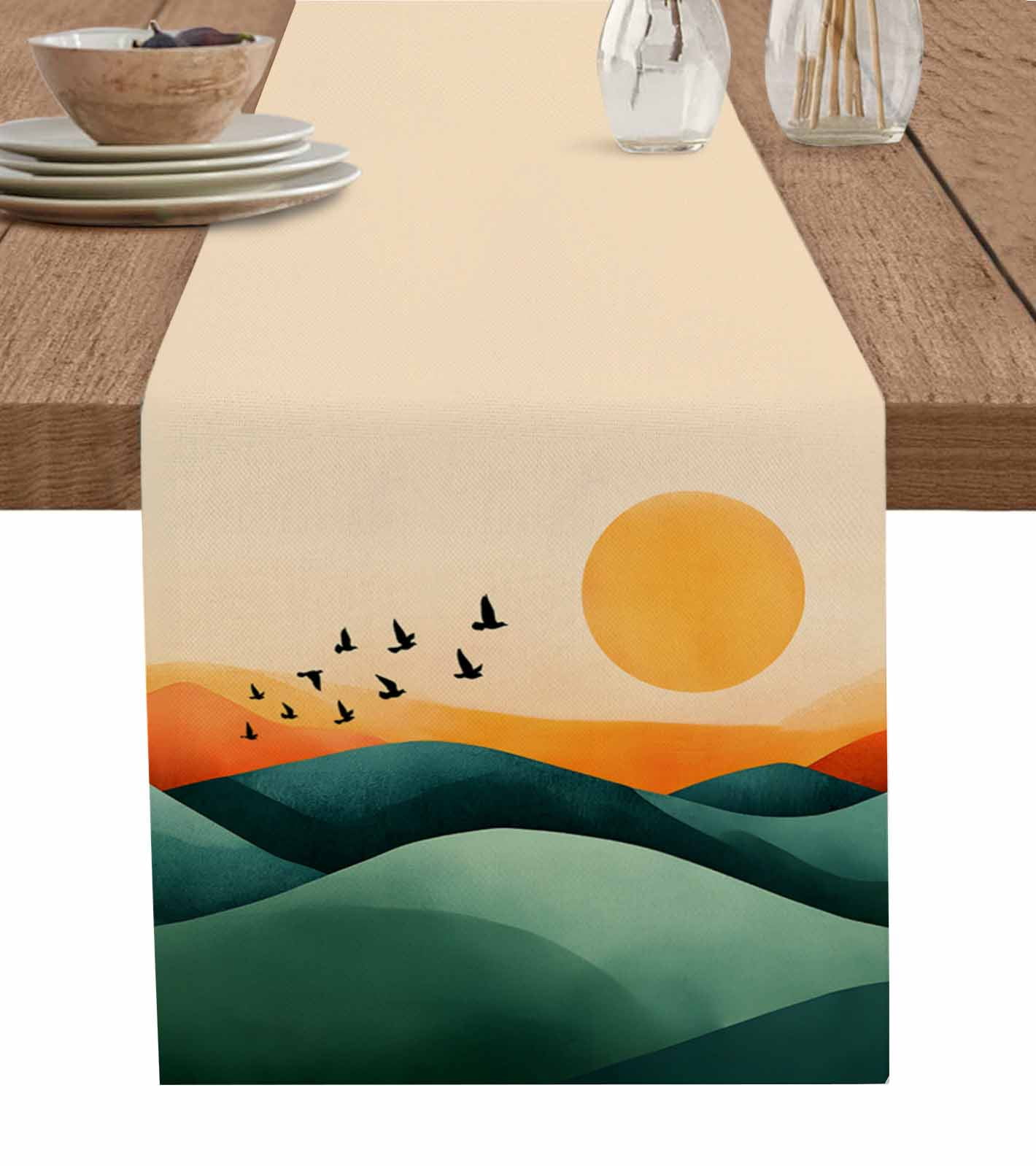 Hokiten Table Runners 72 Inches Long Dress Scarves, Green Orange ...